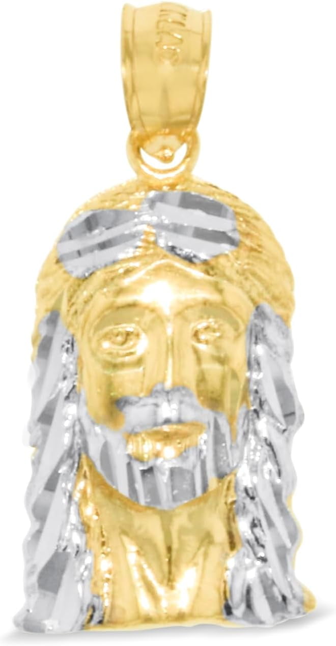 Floreo 10k Yellow Gold Face of Jesus Christ Two-Tone Religious Pendant ...