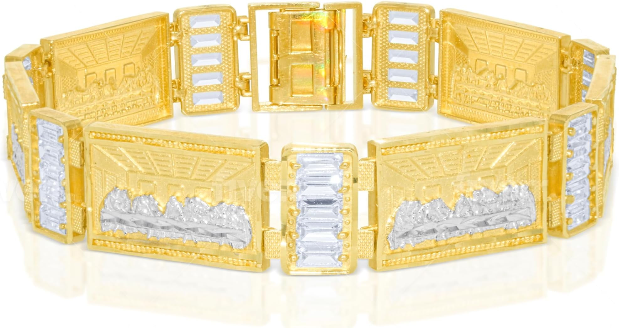 Floreo 10k Yellow Gold Last Supper CZ Bracelet Small (14mm) - Walmart.com
