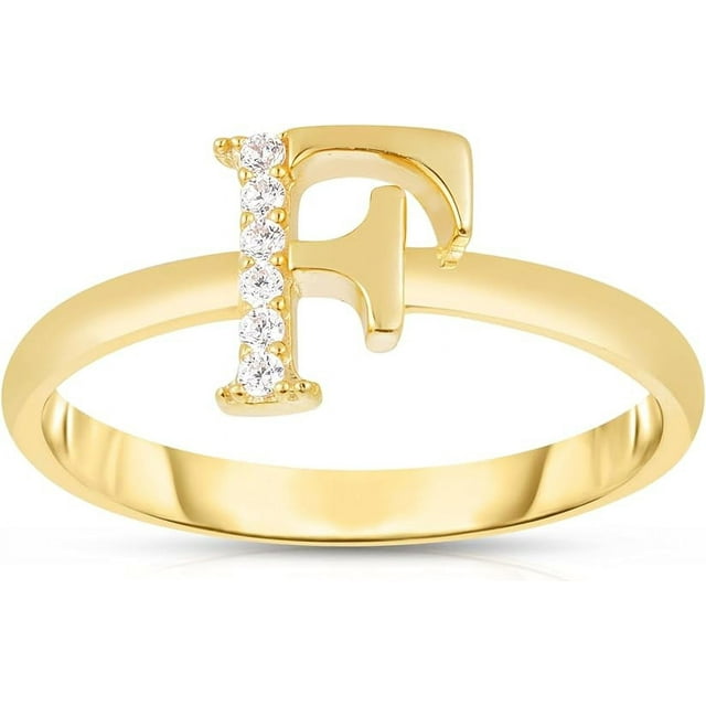 Floreo 10k Yellow Gold Letter A-Z Small Block Alphabet Character CZ ...