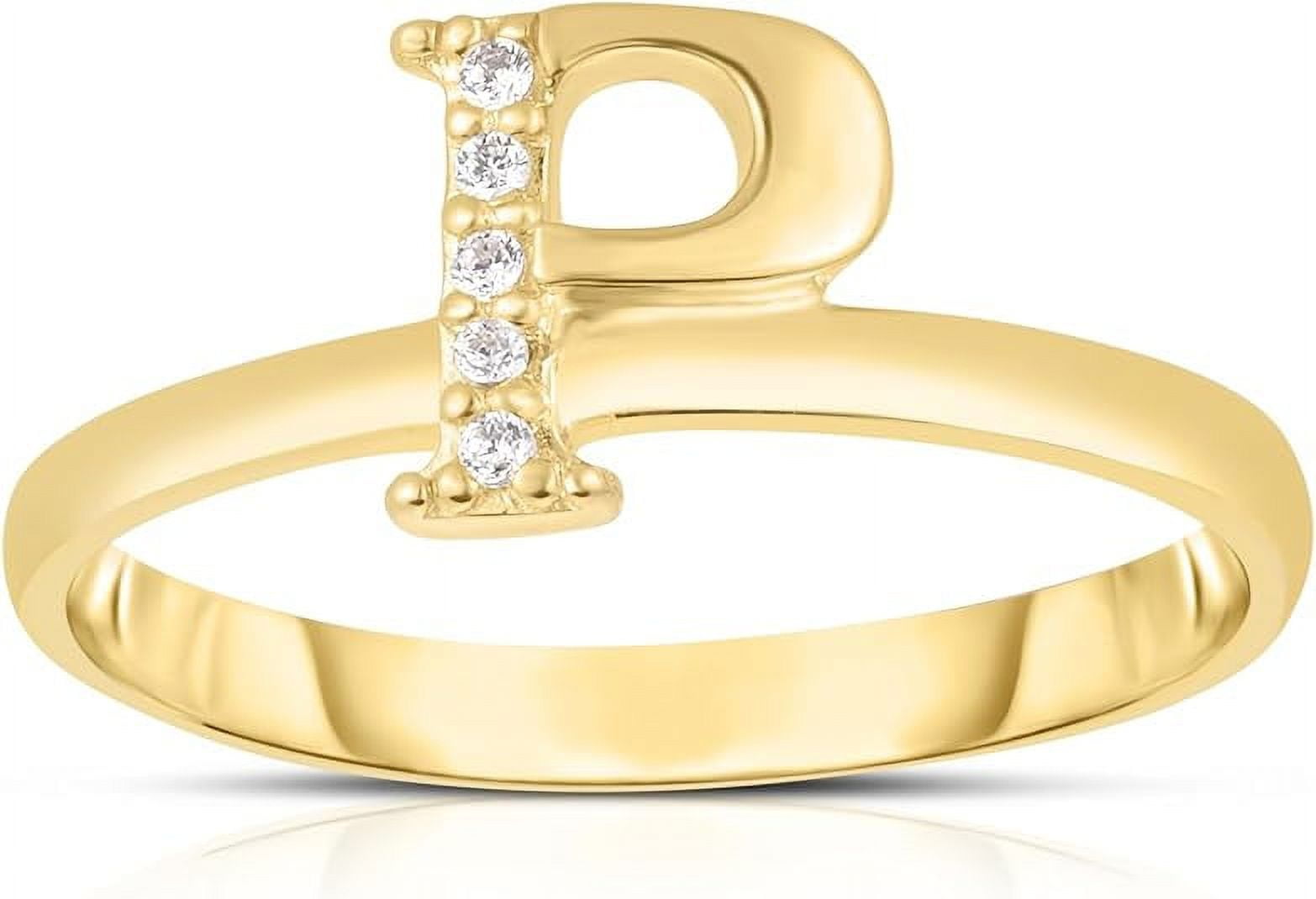 Floreo 10k Yellow Gold Letter A-Z Small Block Alphabet Character CZ ...