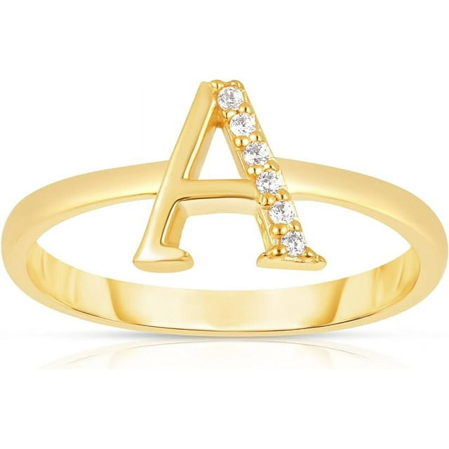 Floreo 10k Yellow Gold Letter A-Z Small Block Alphabet Character CZ ...