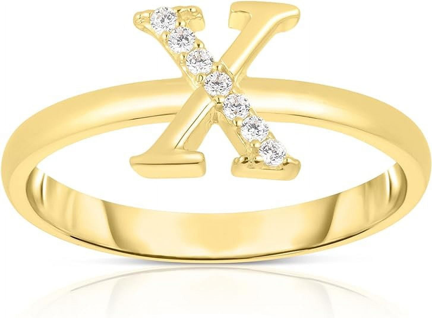 Floreo 10k Yellow Gold Letter A-Z Small Block Alphabet Character CZ ...