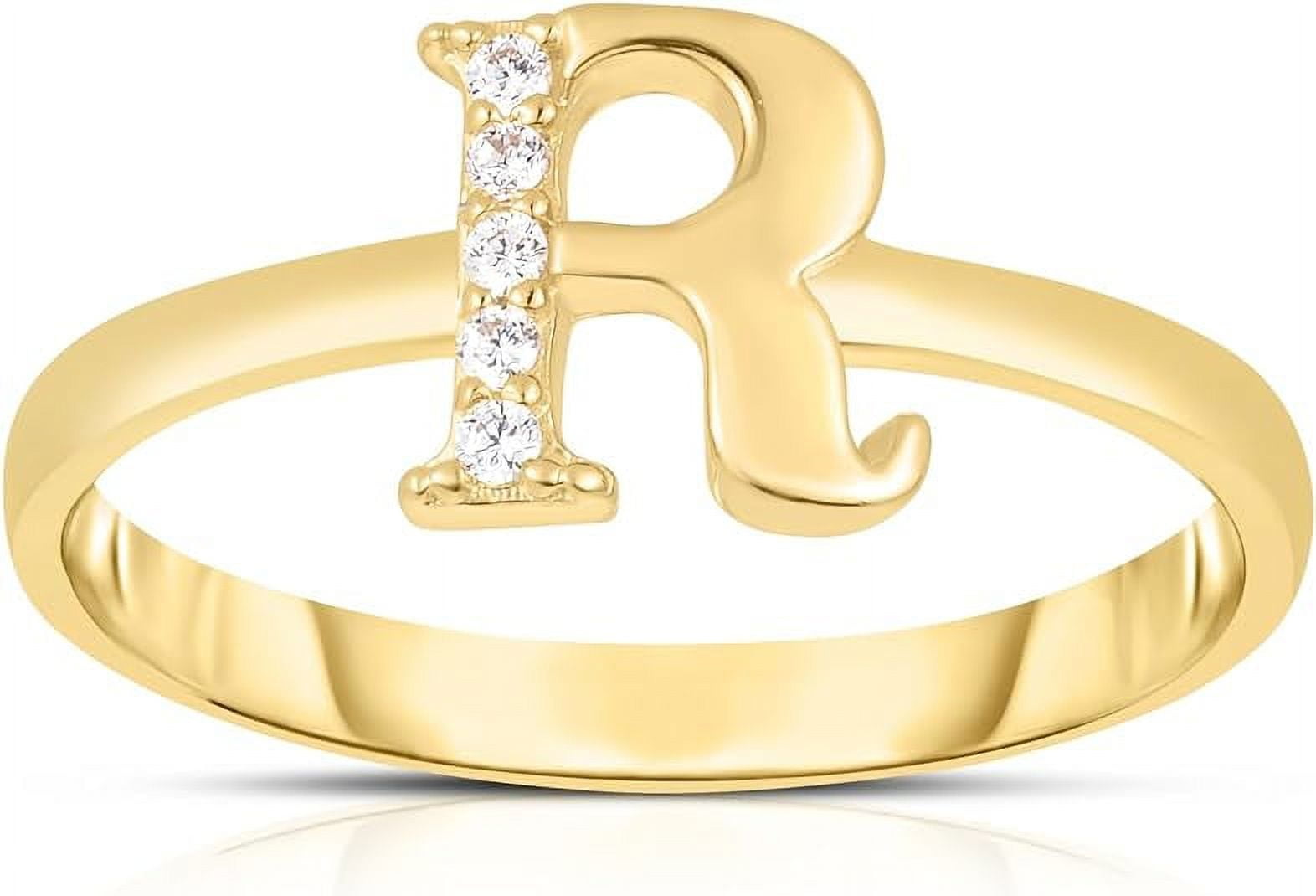 Floreo 10k Yellow Gold Letter A-Z Small Block Alphabet Character CZ ...