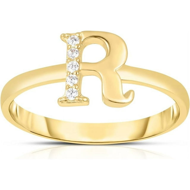 Floreo 10k Yellow Gold Letter A-Z Small Block Alphabet Character CZ ...