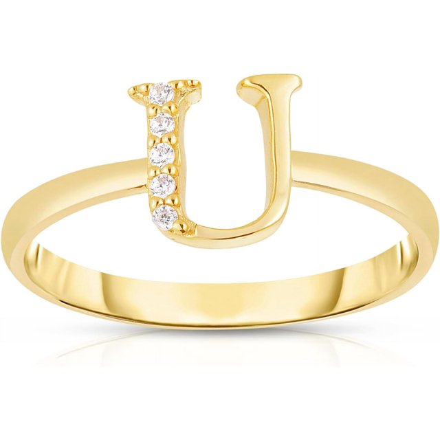 Floreo 10k Yellow Gold Letter A-Z Small Block Alphabet Character CZ ...