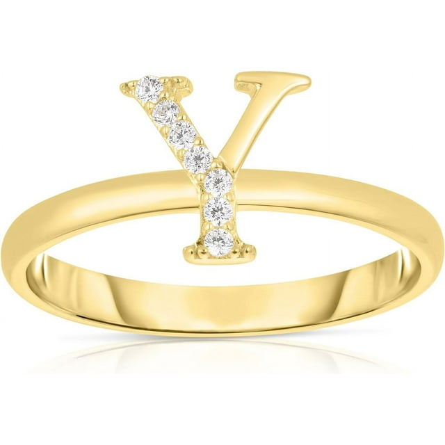 Floreo 10k Yellow Gold Letter A-Z Small Block Alphabet Character CZ ...