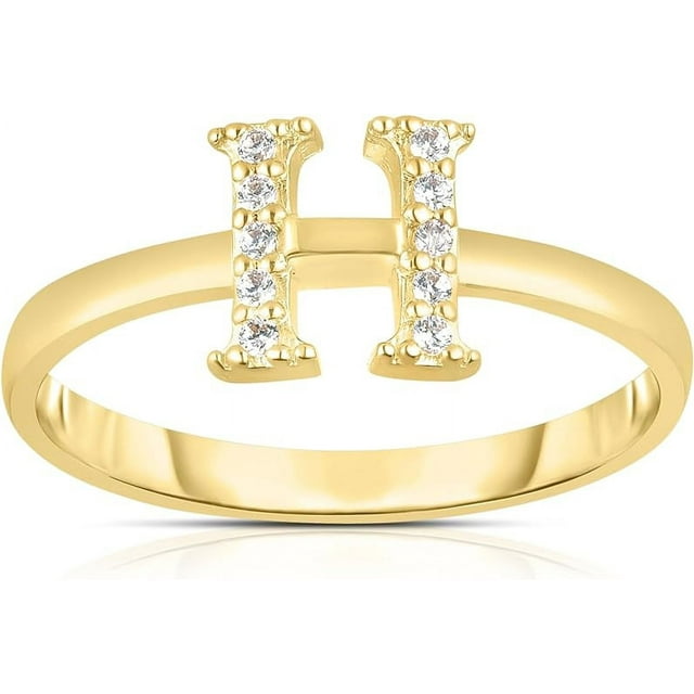 Floreo 10k Yellow Gold Letter A-Z Small Block Alphabet Character CZ ...