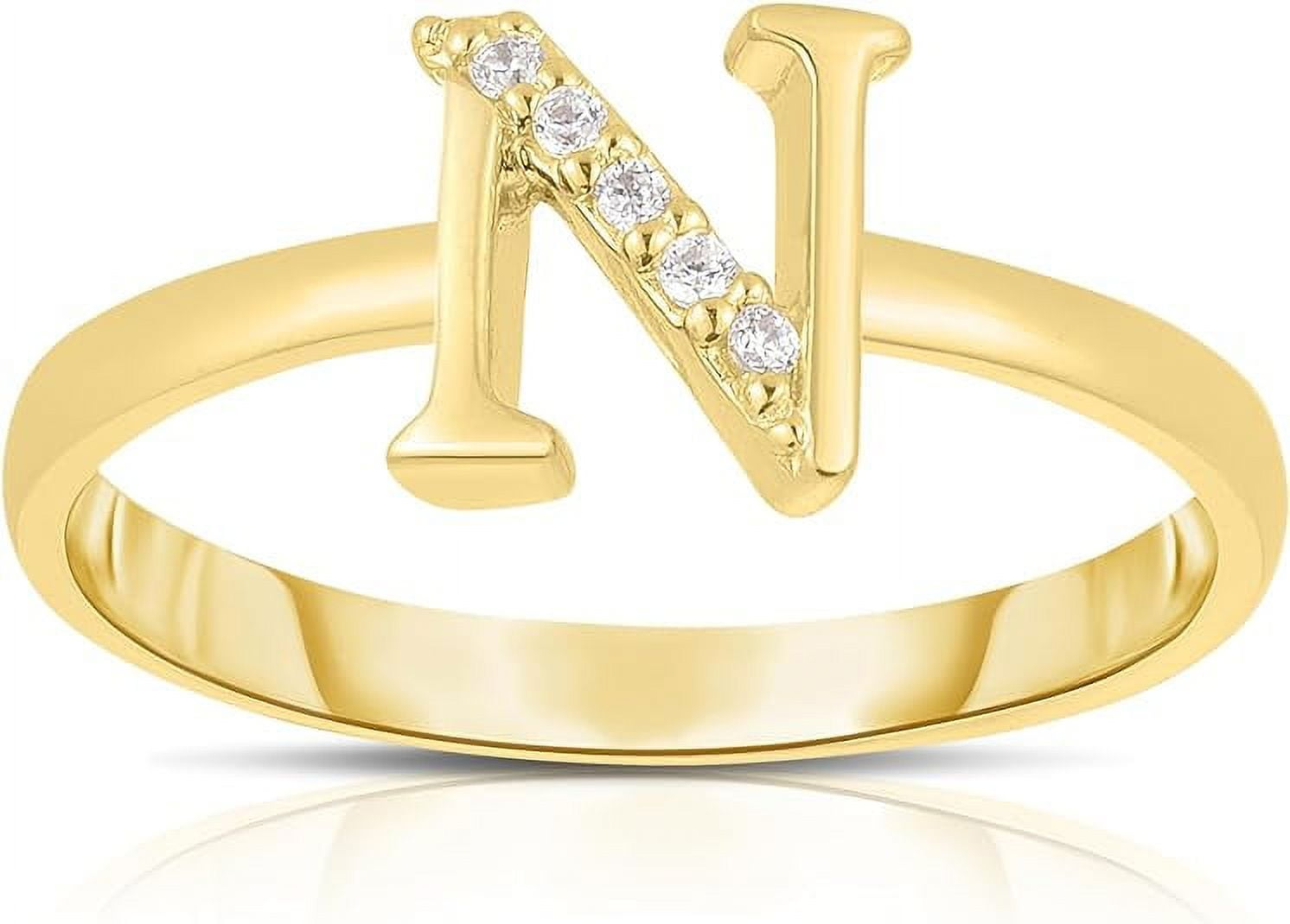 Floreo 10k Yellow Gold Letter A-Z Small Block Alphabet Character CZ ...