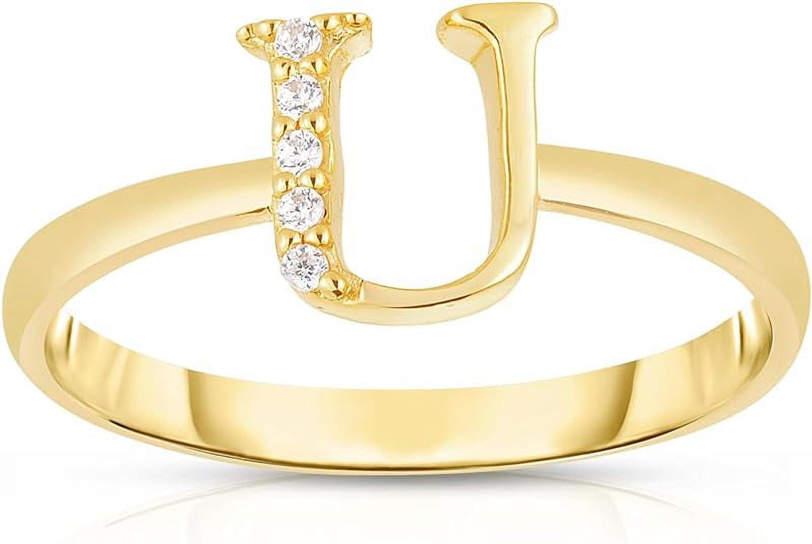 Floreo 10k Yellow Gold Letter A-Z Small Block Alphabet Character CZ ...