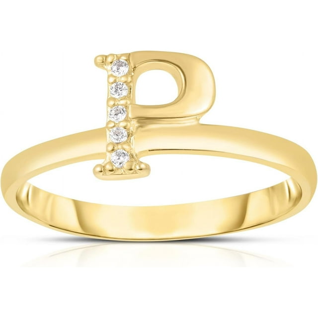 Floreo 10k Yellow Gold Letter A-Z Small Block Alphabet Character CZ ...