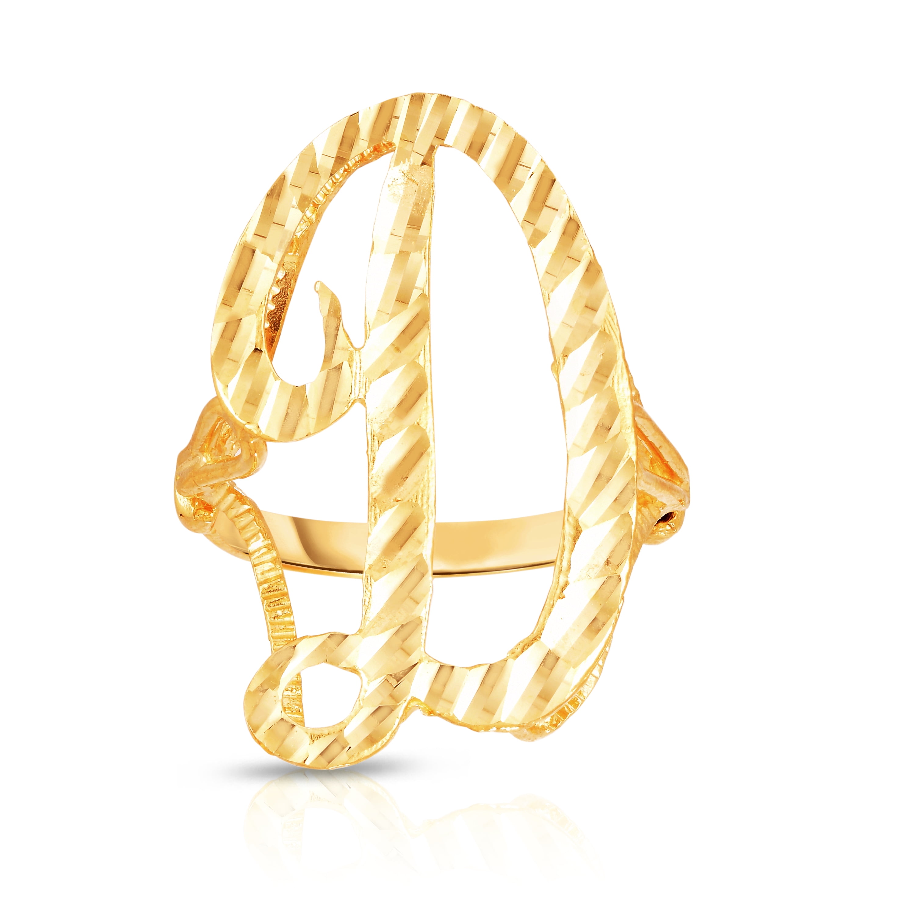 Floreo 10k Yellow Gold Personalized Letter Extra Large Cursive Initial ...