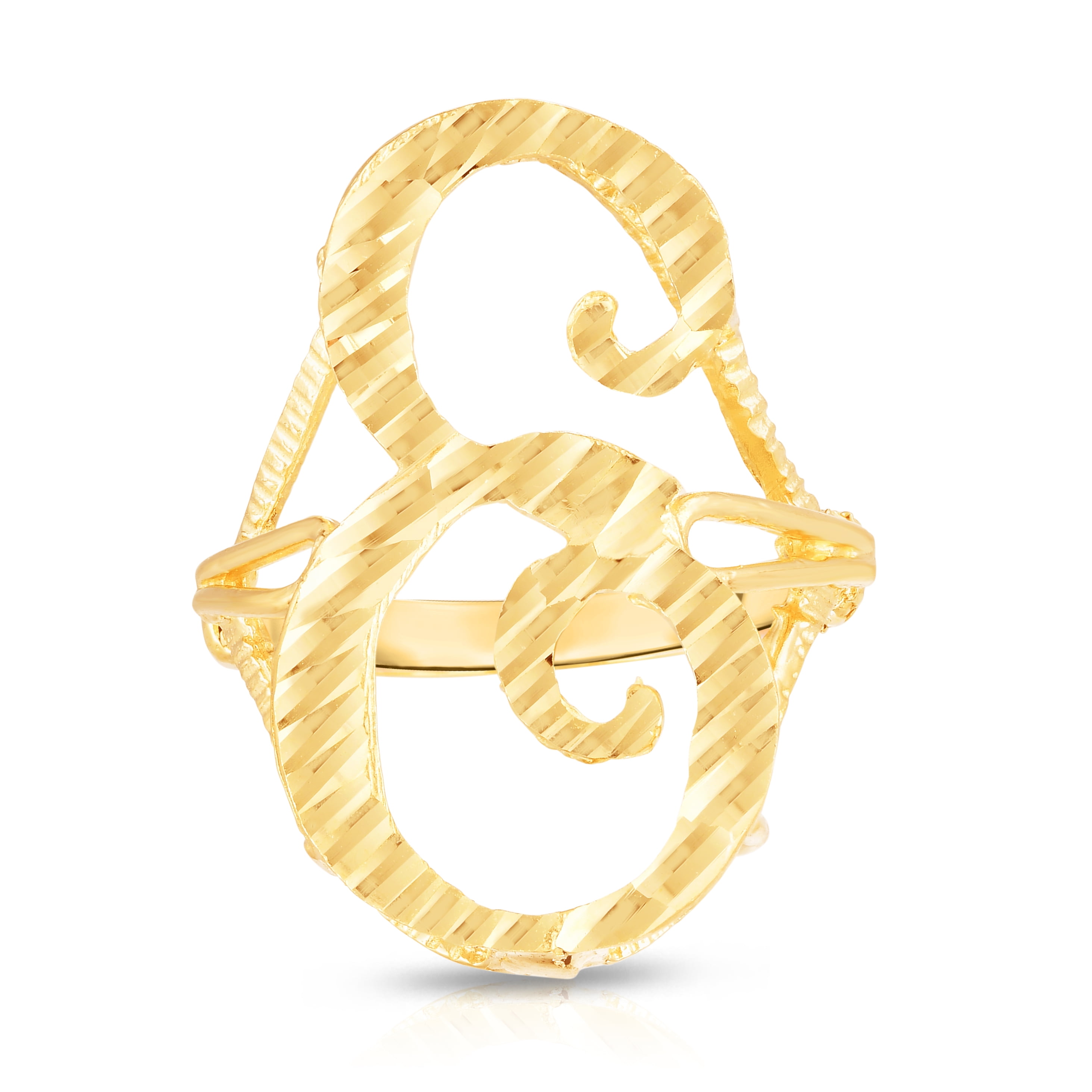 Floreo 10k Yellow Gold Personalized Letter Extra Large Cursive Initial ...