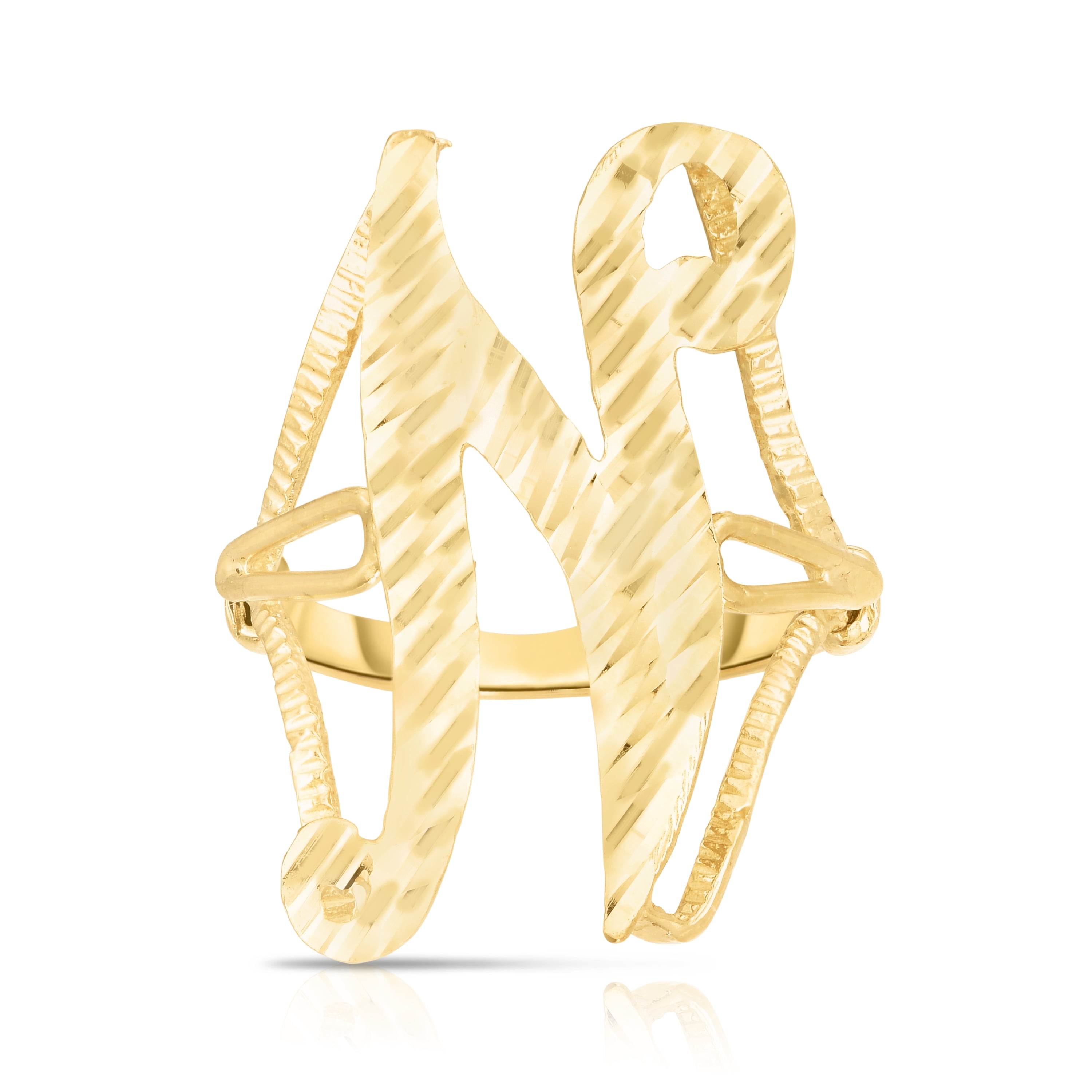 Floreo 10k Yellow Gold Personalized Letter Extra Large Cursive Initial ...