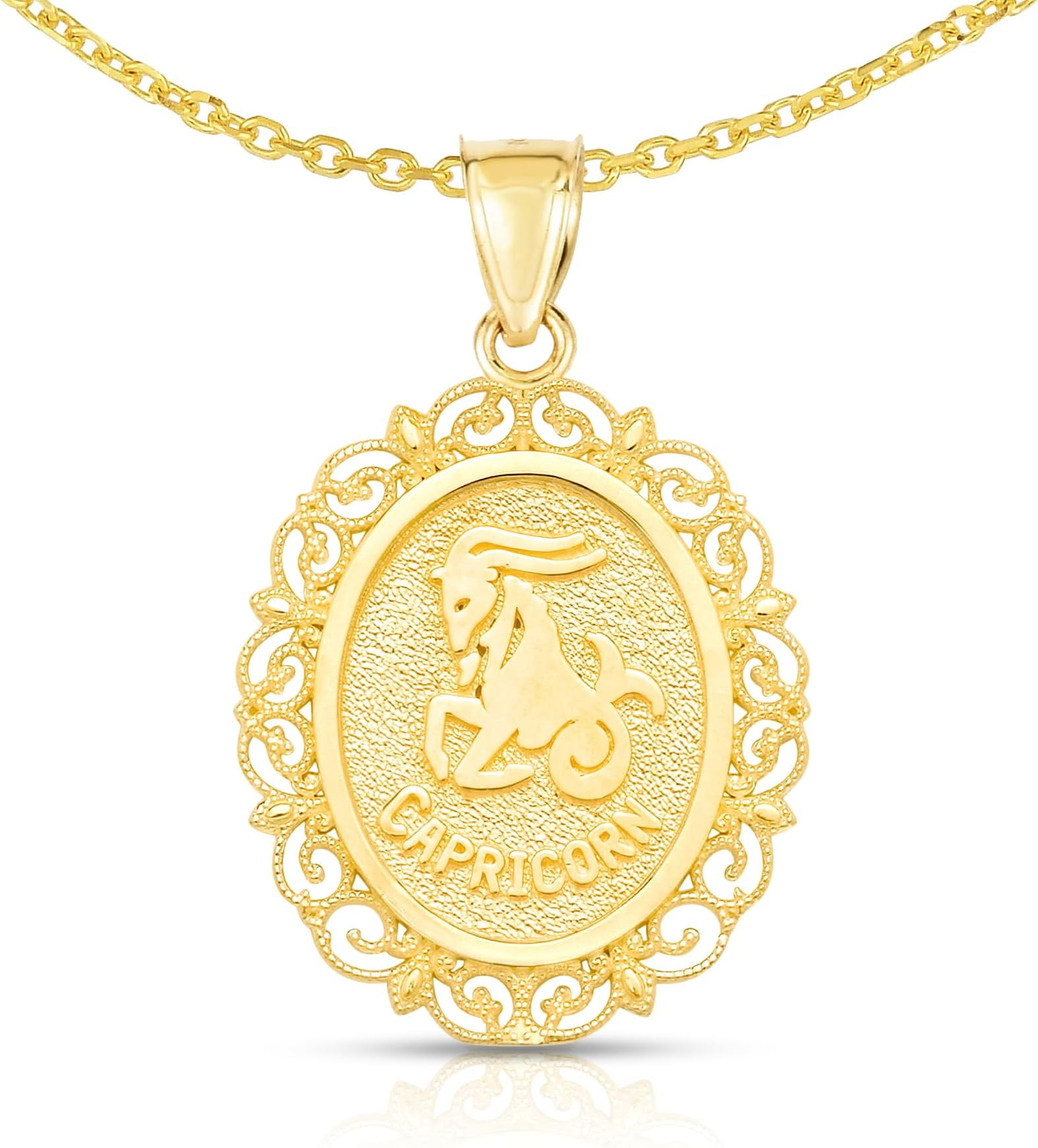 Floreo 10k Yellow Gold Round Horoscope Zodiac Sign Capricorn Pendant ...