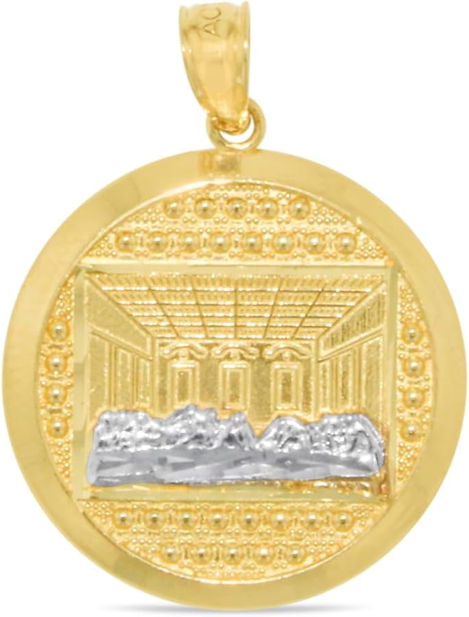 Floreo 10k Yellow Gold Round Last Supper Charm Religious Pendant ...