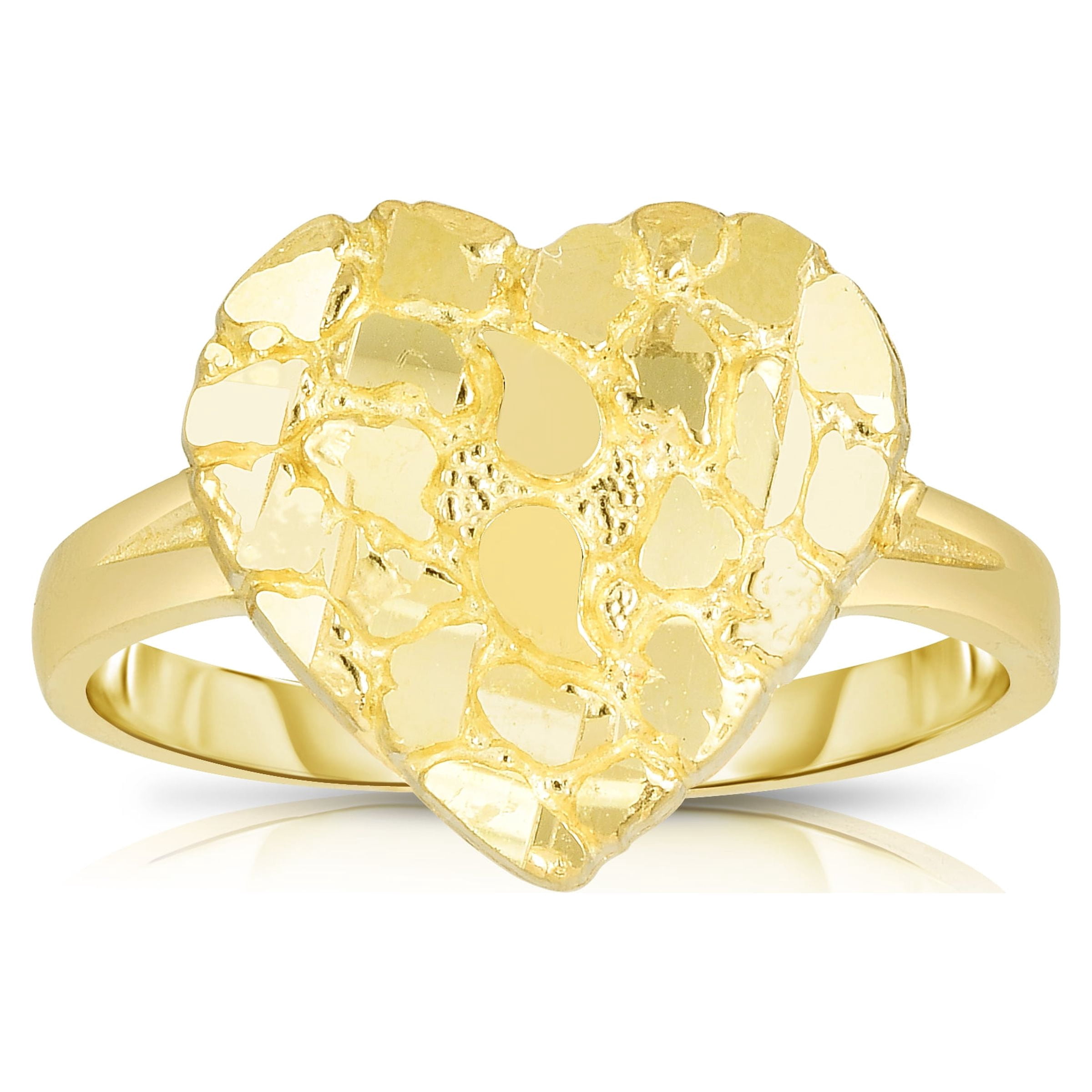 Floreo 10k Yellow Gold Small or Large Heart Nugget Ring - Walmart.com