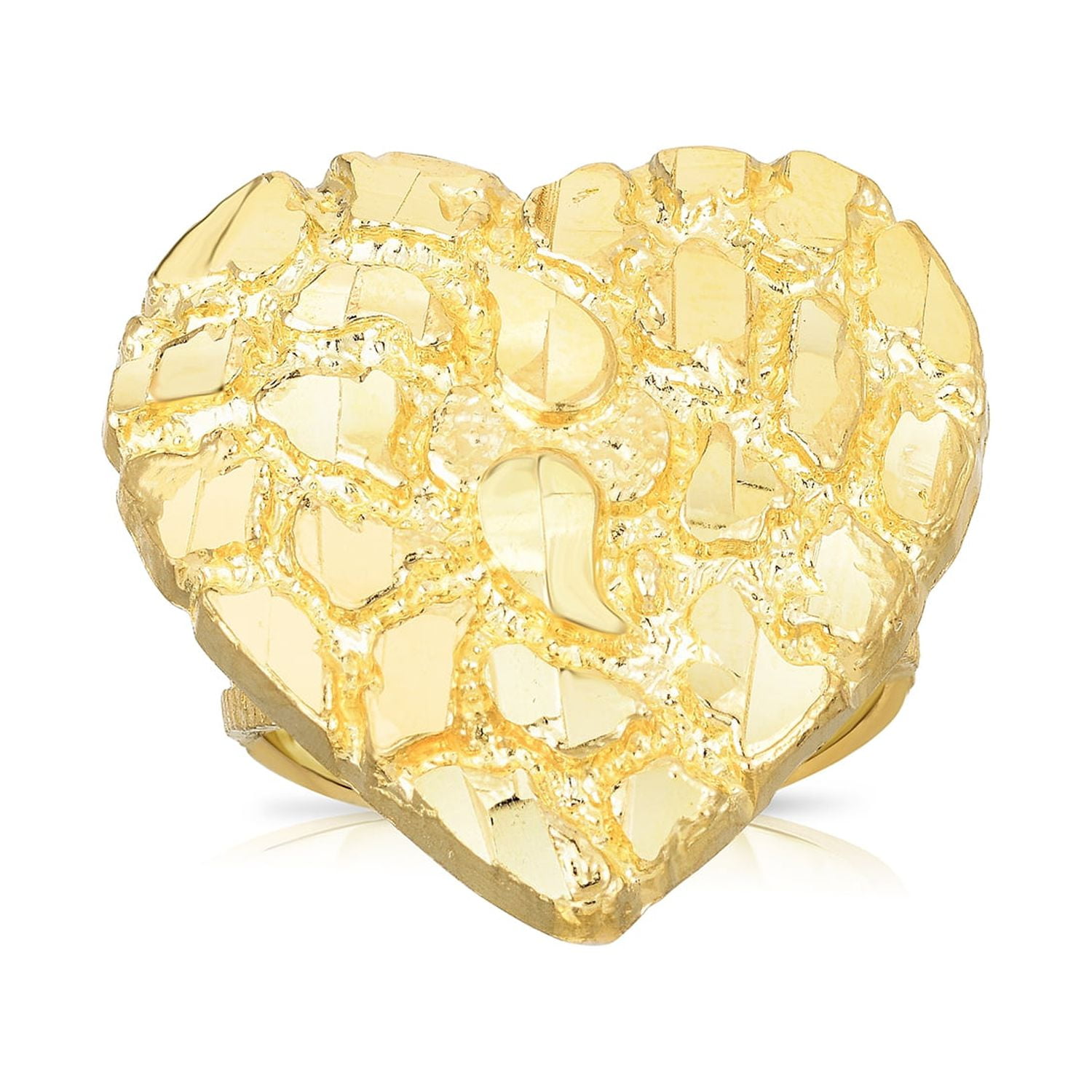 Floreo 10k Yellow Gold Small or Large Heart Nugget Ring - Walmart.com