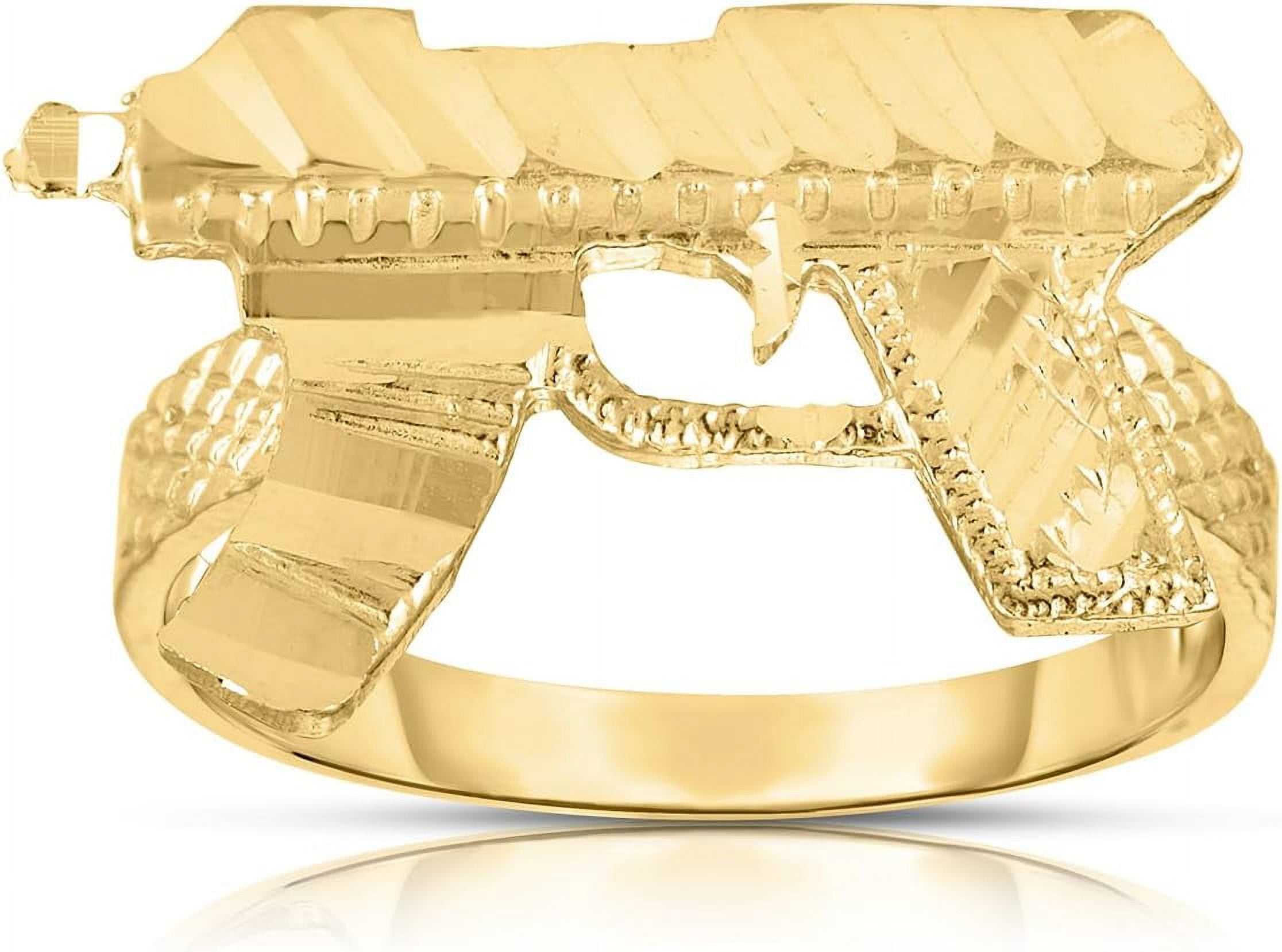 Floreo 10k Yellow Gold Uzi Gold Gun Ring - Walmart.com