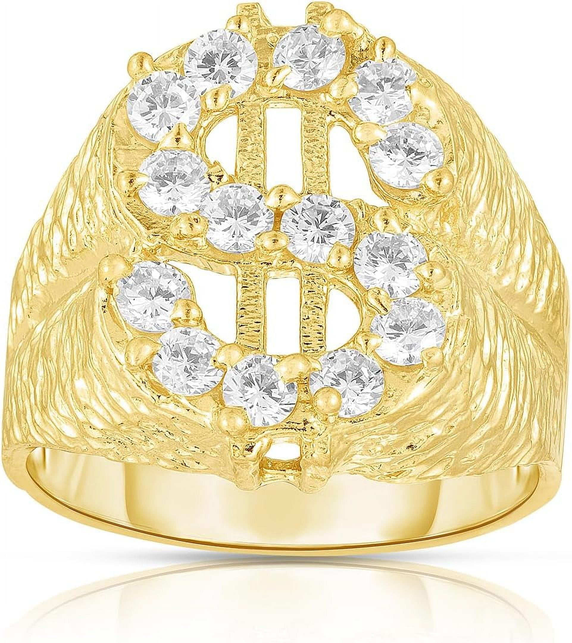 Floreo 10k Yellow Gold and White Gold Dollar Symbol CZ Ring - Walmart.com