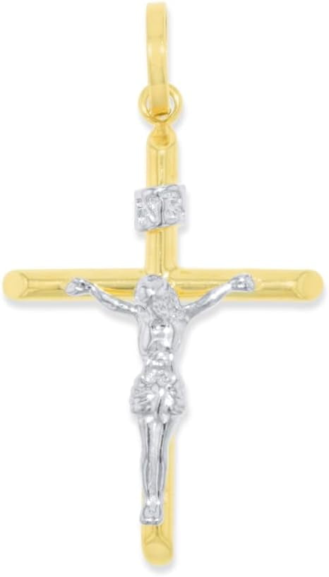 Floreo 10k Yellow Gold and White Gold Jesus Christ Cross INRI Crucifix ...