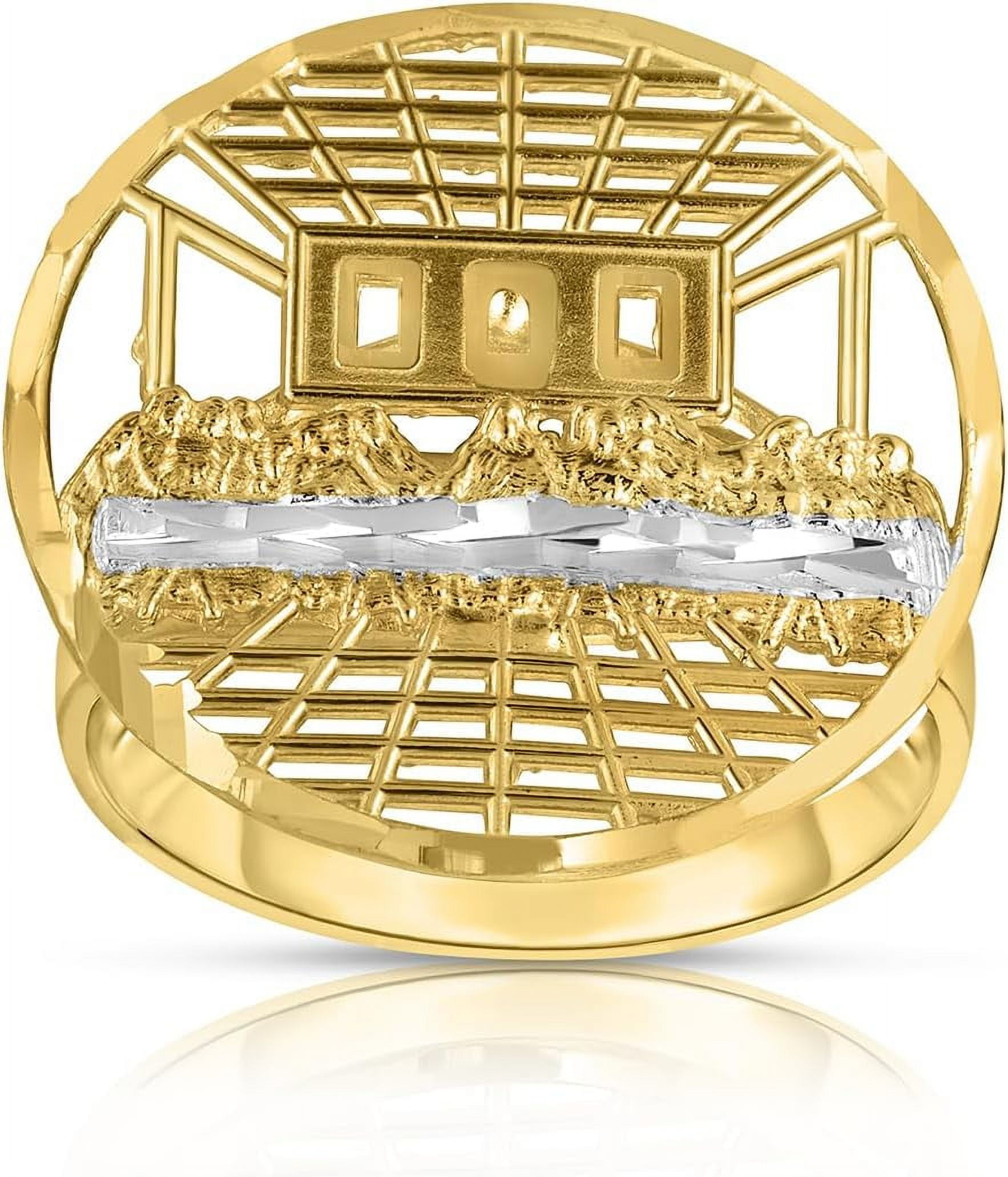 Floreo 10k Yellow Gold and White Gold Last Supper Flat Round Ring ...