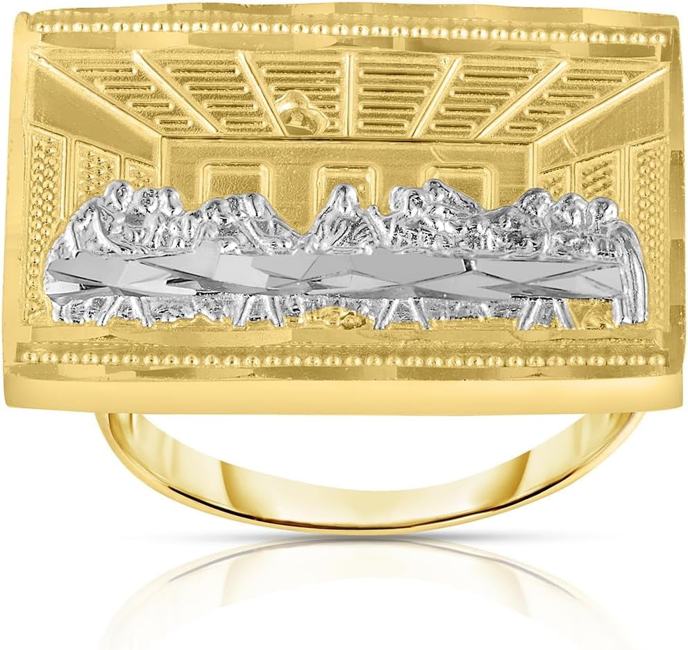 Floreo 10k Yellow Gold and White Gold Last Supper Square Ring - Walmart.com