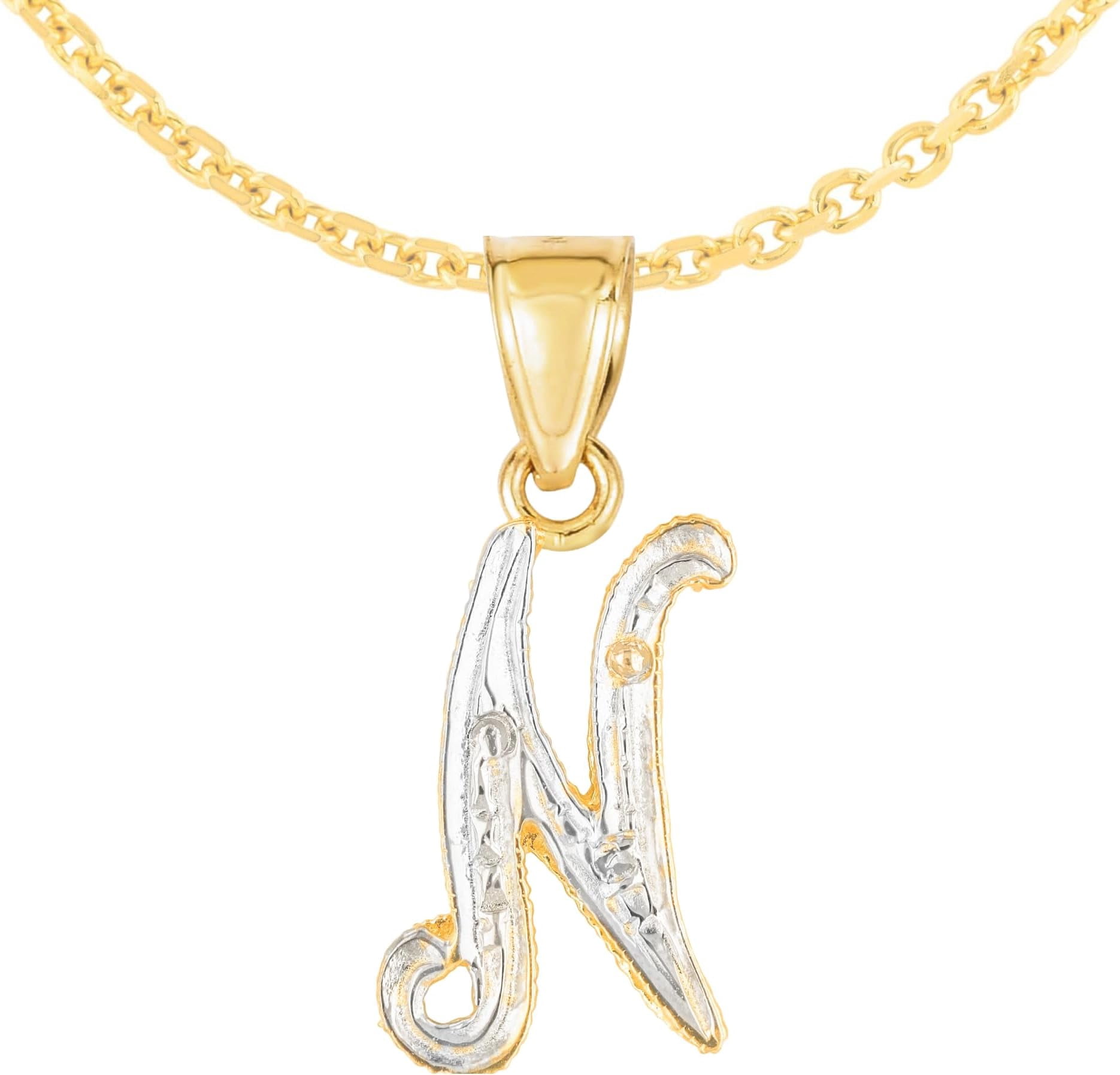 Floreo 10k Yellow Gold and White Gold Two-Tone 21.5 Cursive ...