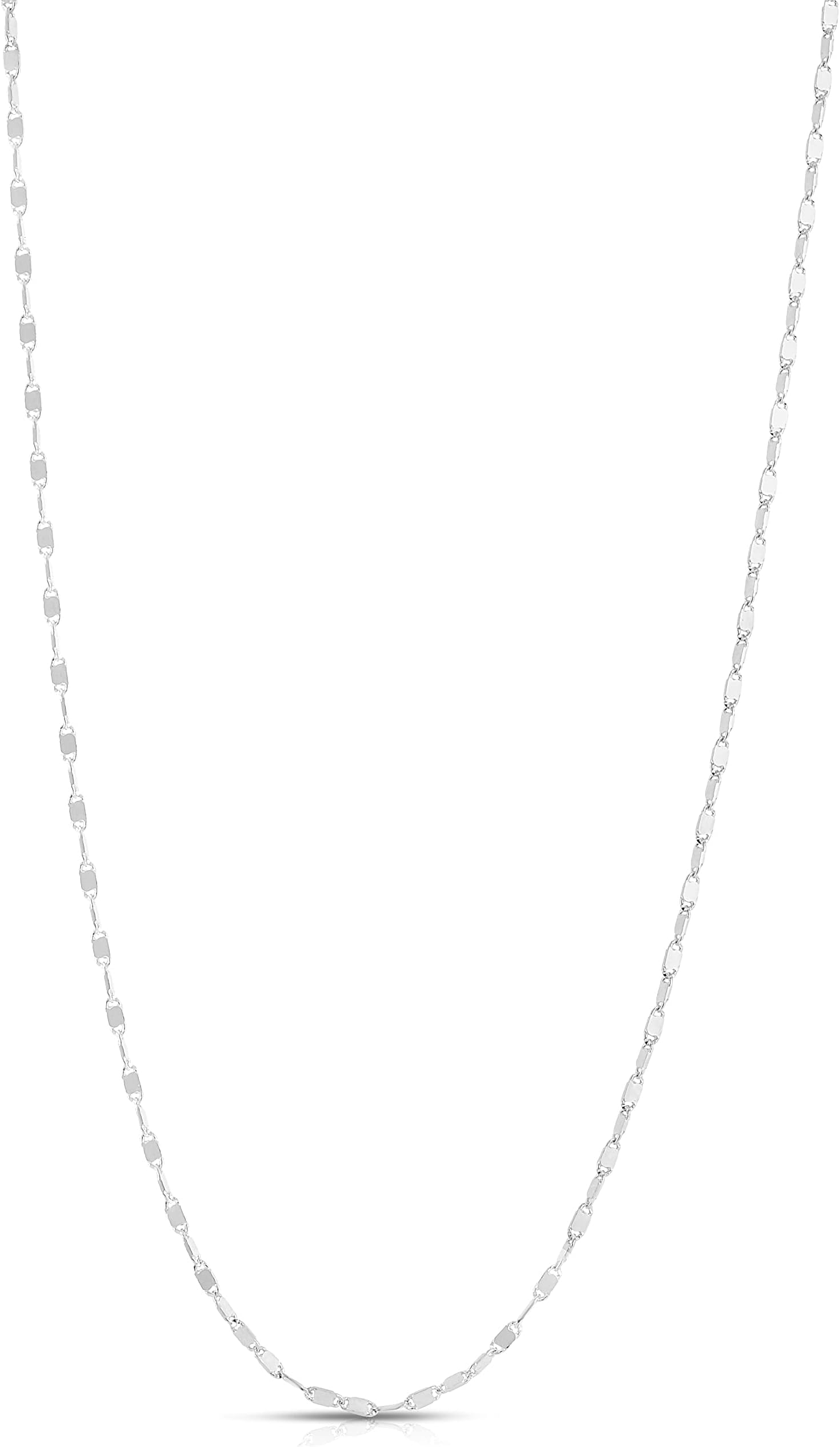 Floreo 10k White Gold 1.5mm Lumicina Mirror Snail Link Chain Necklace ...