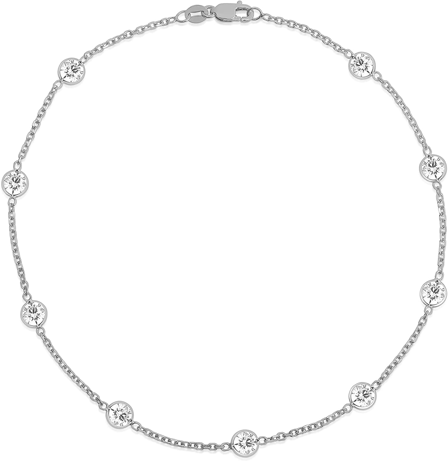 Floreo 14k Fine Gold Real Ankle Jewelry, Cubic Zirconia Anklet, 10 ...