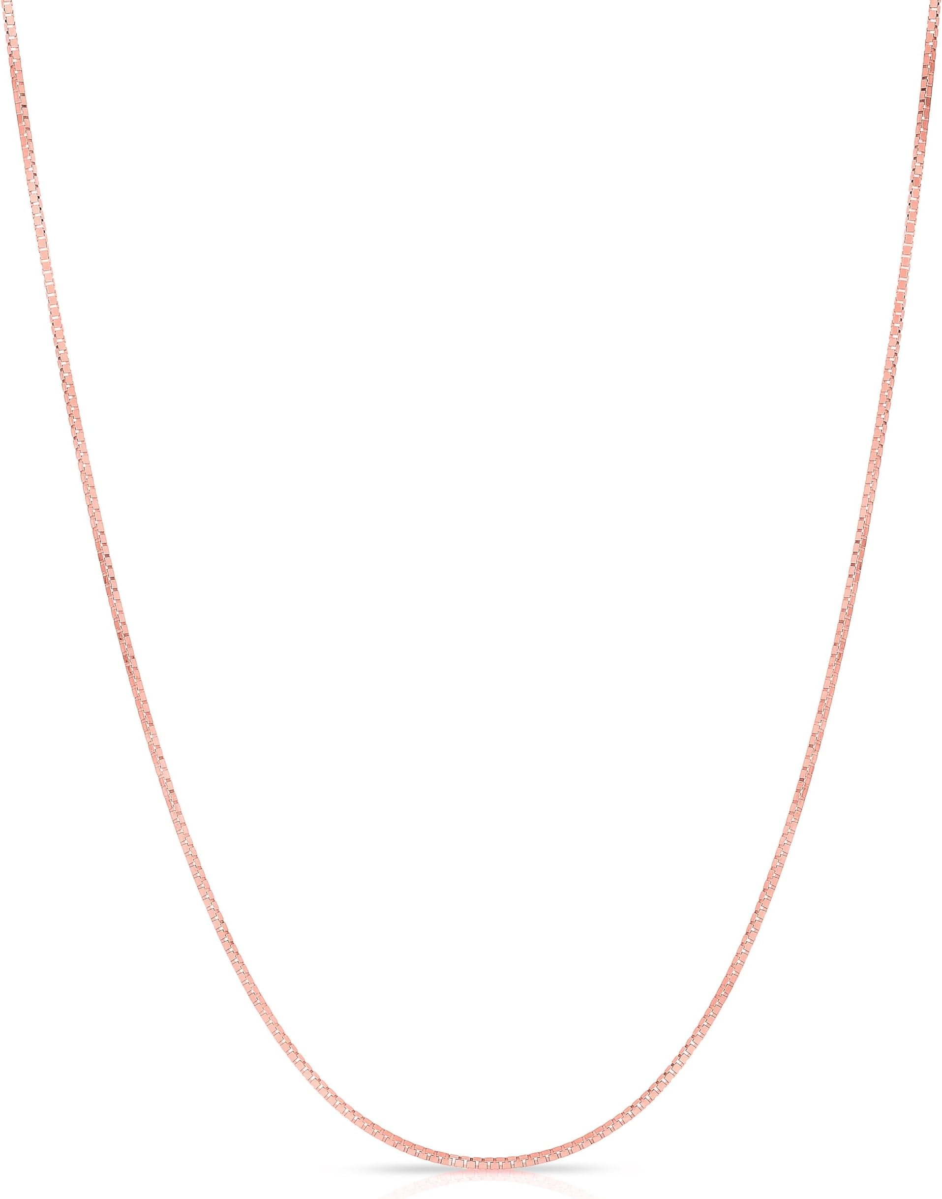 Floreo 14k Rose Gold 0.6mm Solid Box Chain Link Necklace with Spring ...