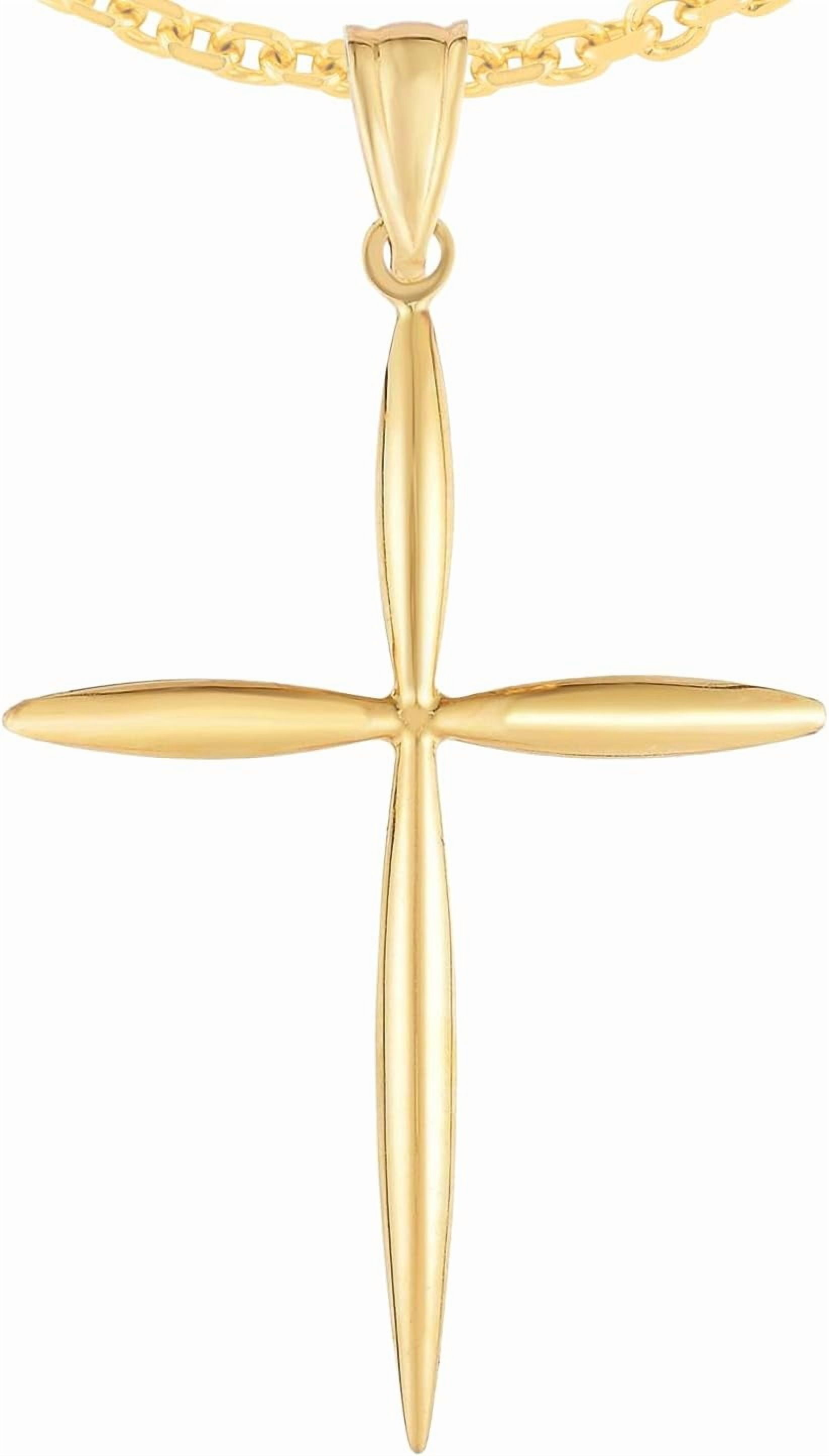 Floreo 14k Yellow Gold 1.2" or White Gold 0.6" Classic Tapered Cross ...