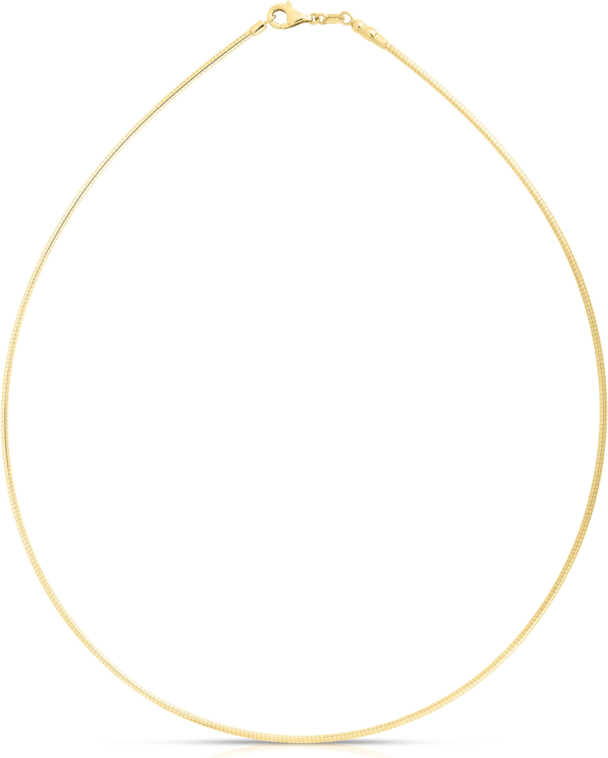 Floreo 14k Yellow Gold 1mm Round Omega Chain Necklace - Walmart.com
