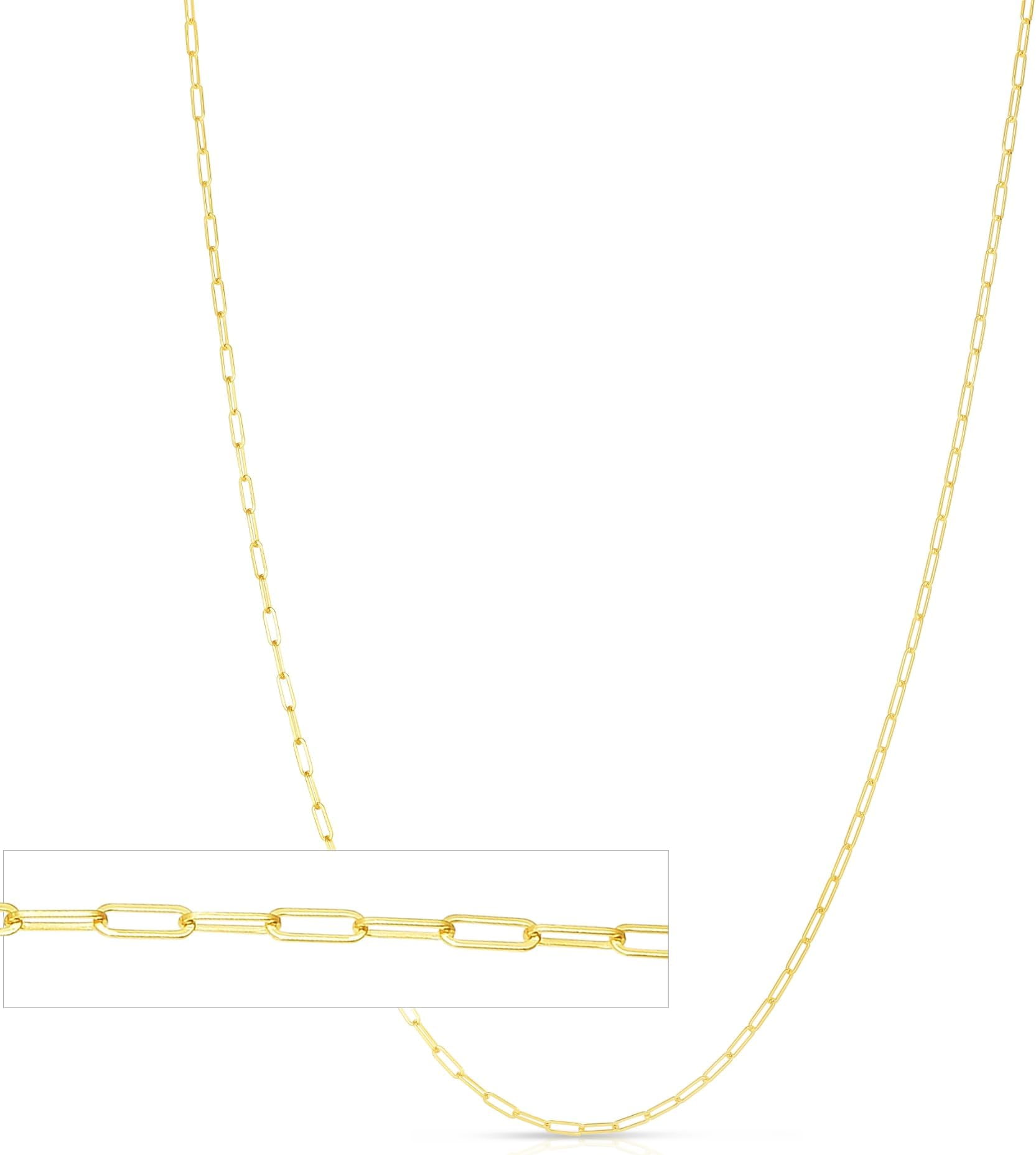 Floreo 14k Yellow Gold 1mm Solid Paperclip Link Chain Necklace ...