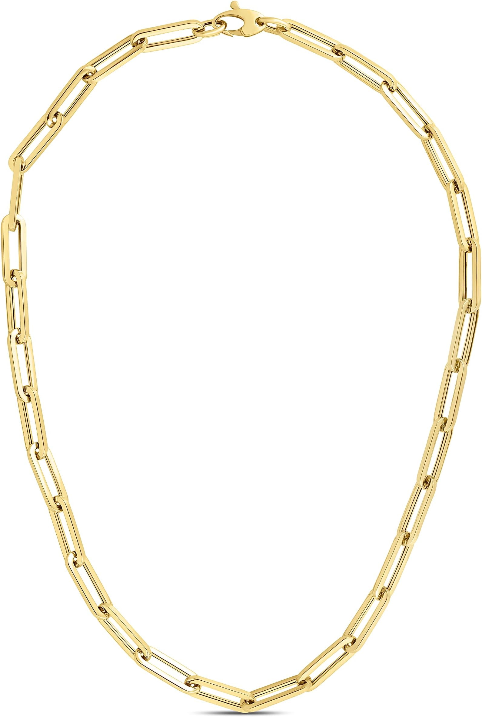 Floreo 14k Yellow Gold 6mm Hollow Paperclip Link Chain Necklace - 18 ...