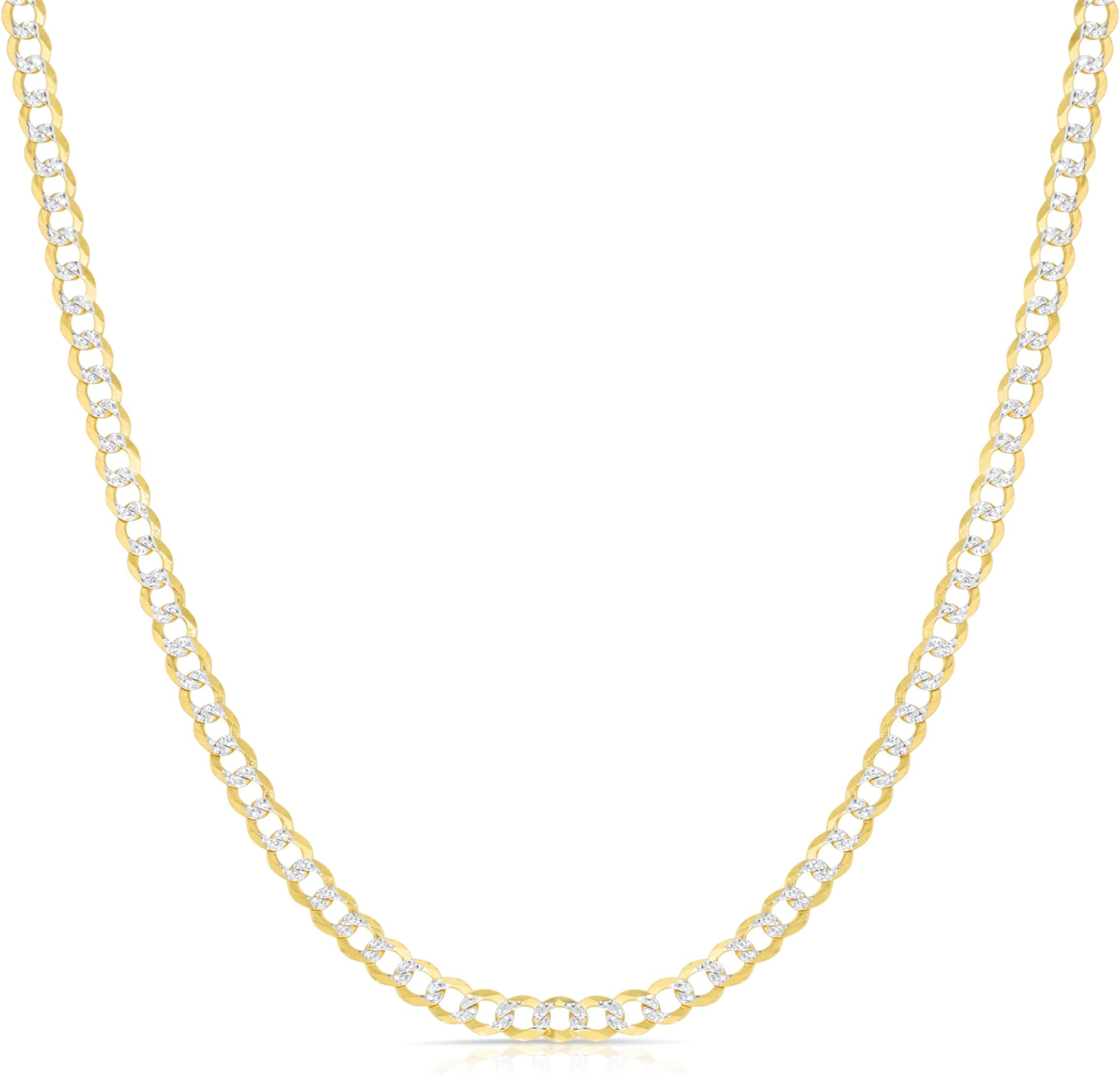 Floreo 14k Yellow Gold and White Gold 3.2mm Solid Two-Tone Pave Curb ...