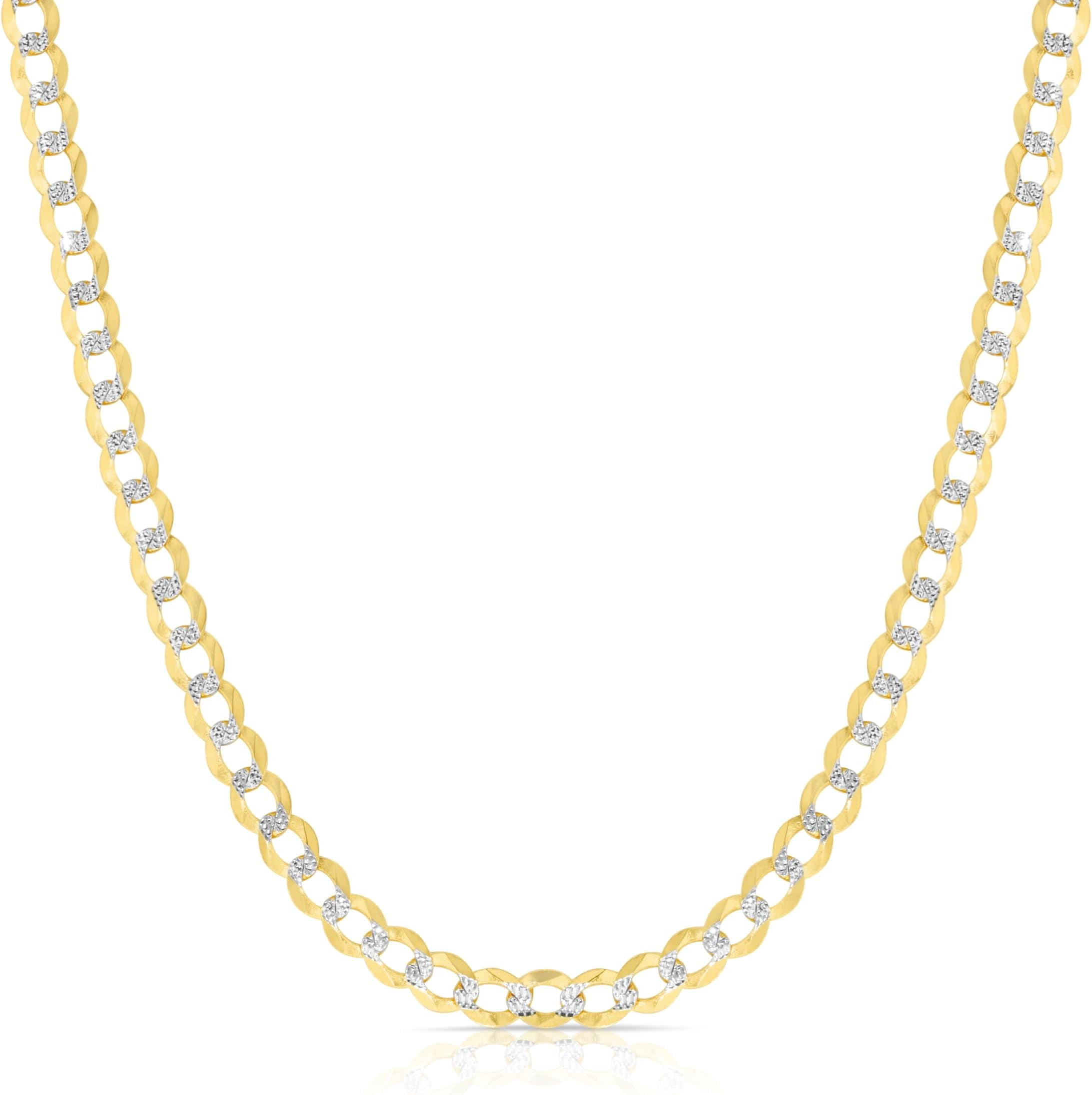 Floreo 14k Yellow Gold and White Gold 4.7mm Solid Two-Tone Pave Curb ...