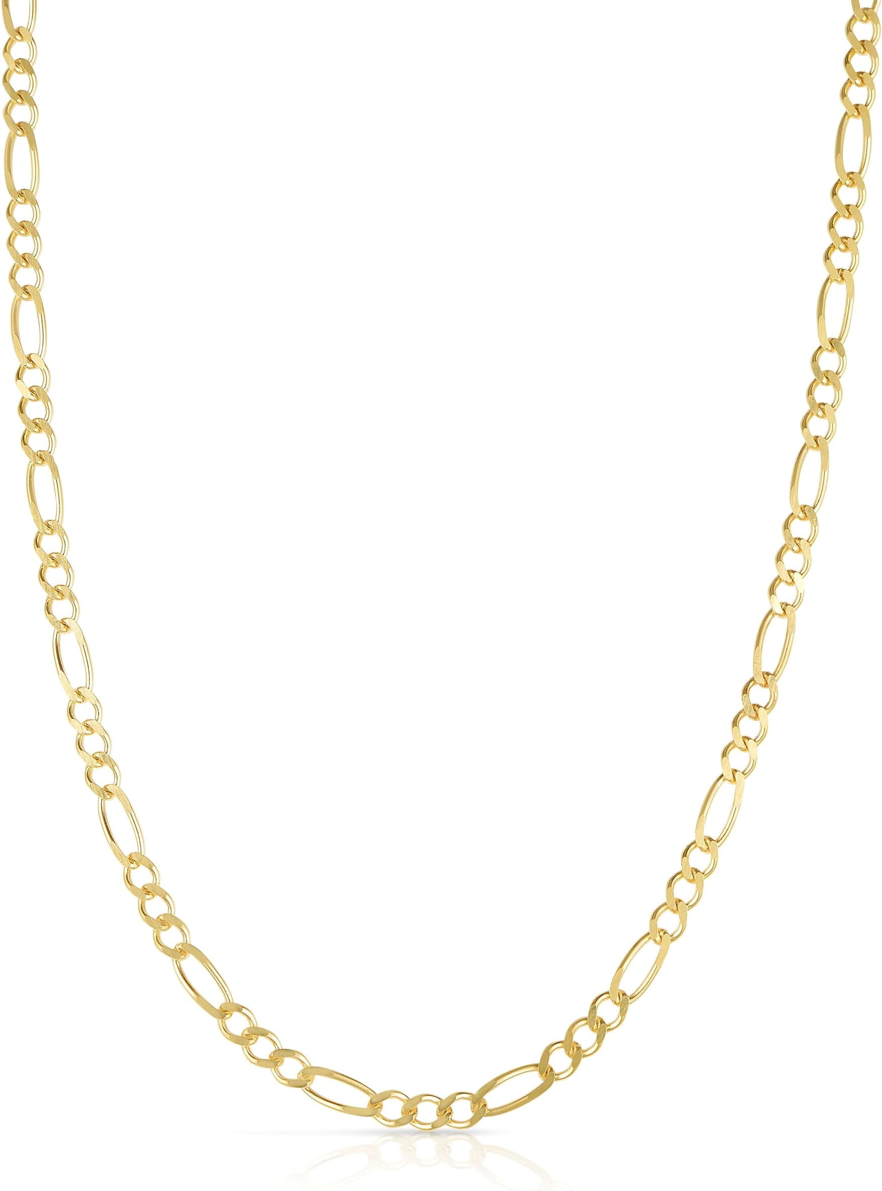 Floreo 14k Yellow Gold or White Gold 2.5mm Solid Figaro Chain Necklace ...