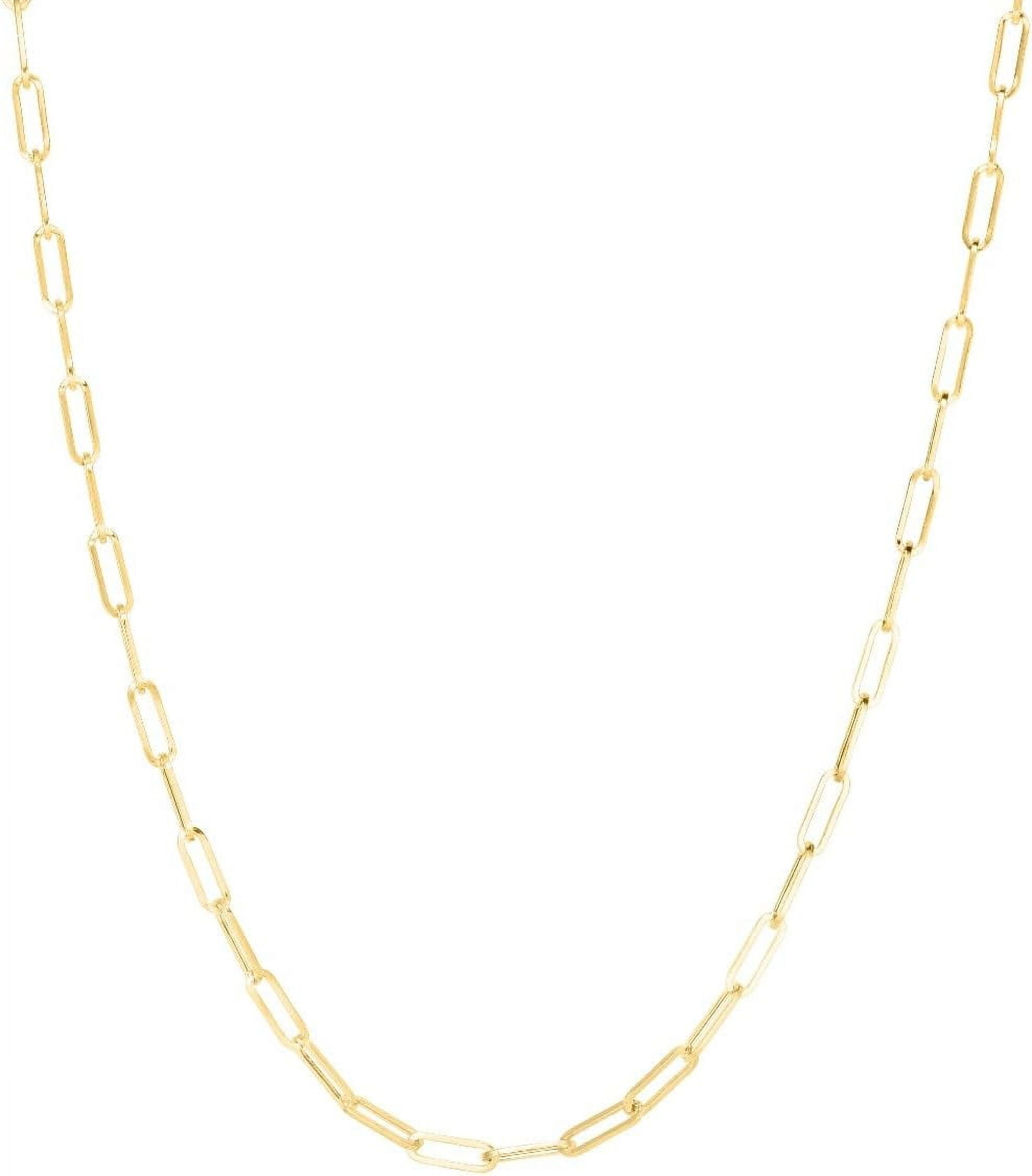 Floreo 18k Yellow Gold 1.5mm Solid Paperclip Chain Necklace - Walmart.com