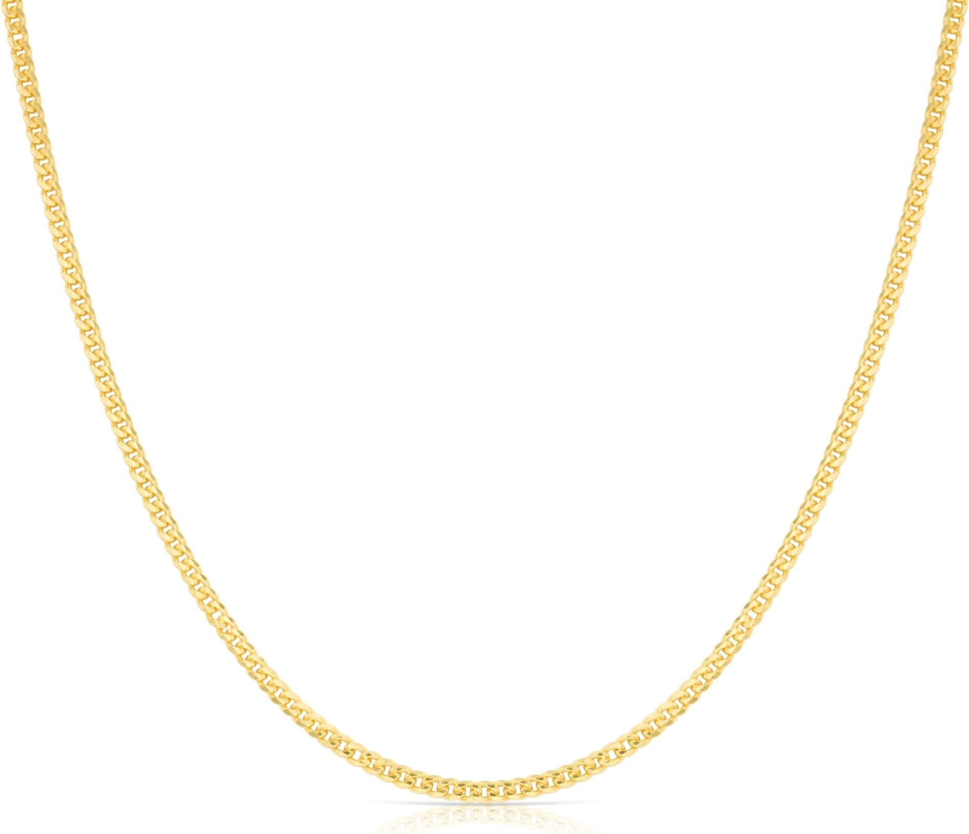 Floreo 18k Yellow Gold 2.2mm Solid Gourmette Chain Necklace - Walmart.com