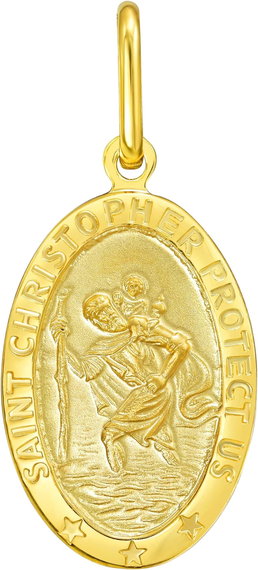 Floreo Italian 14k Yellow Gold 20.5mm Saint St. Christopher San ...