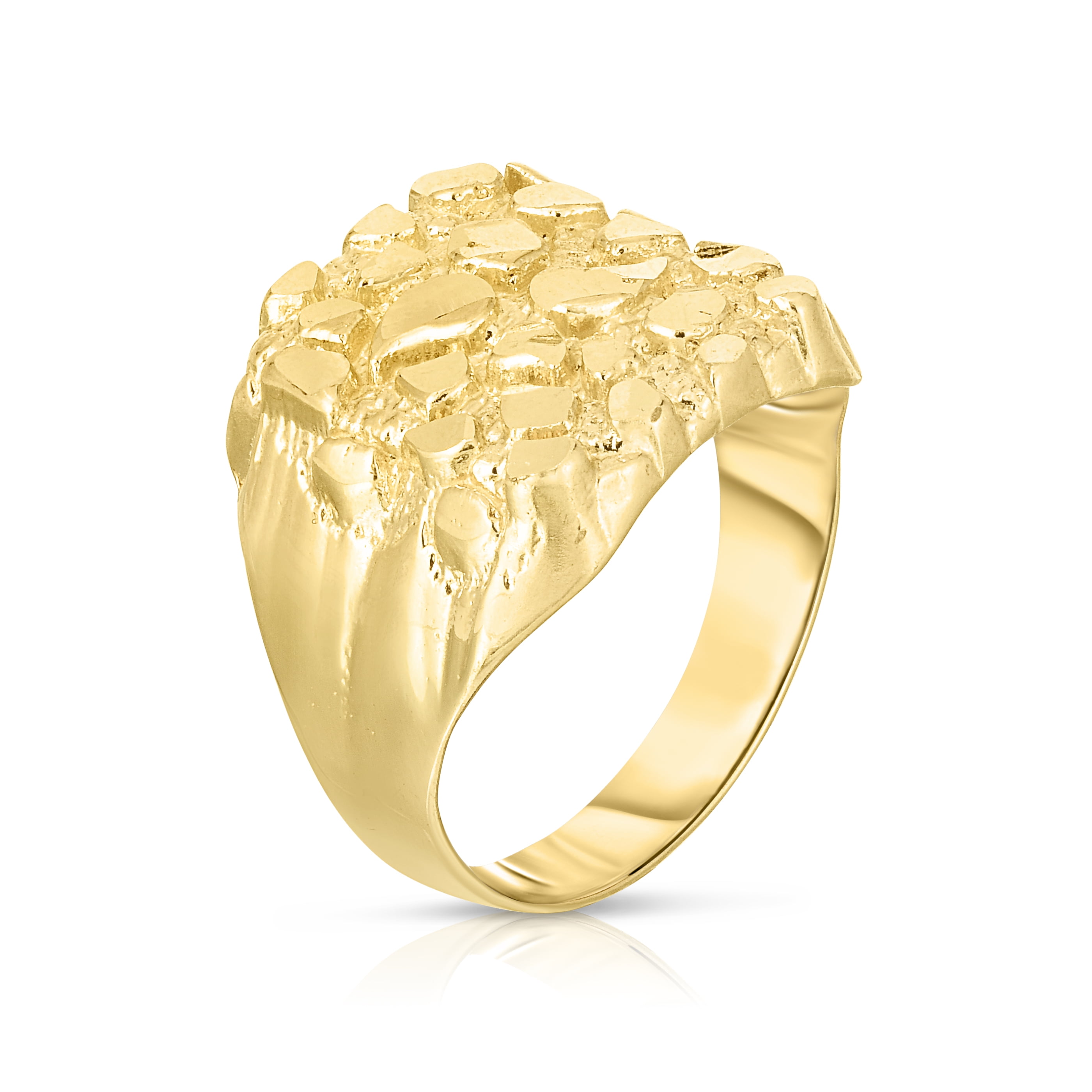 Floreo Men's 10k Yellow Gold 17.5mm Lite Square Nugget Ring - Walmart.com