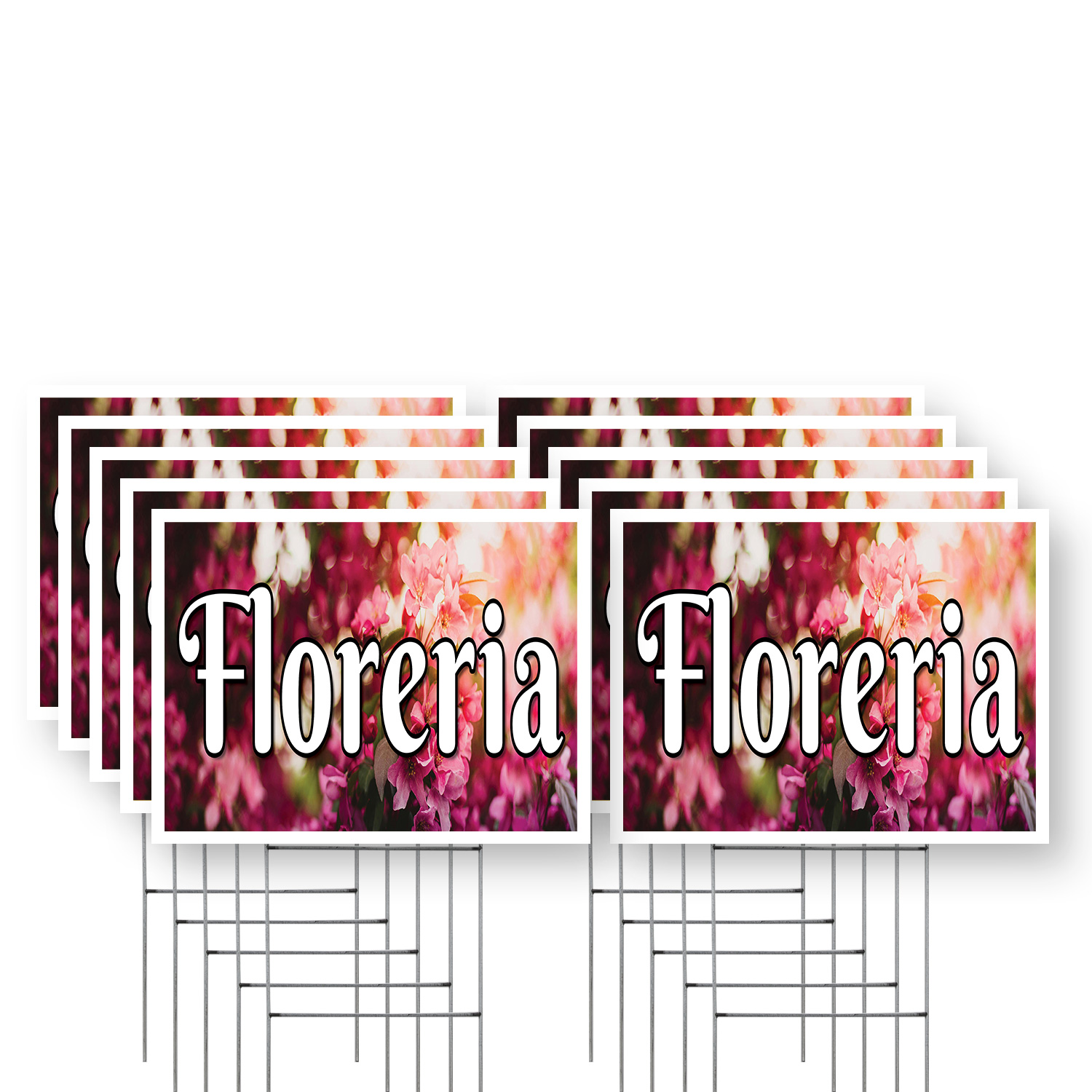 Floreria Yard Sign 10 Pack of 12 Inch x 16 Inch Double Sided ...