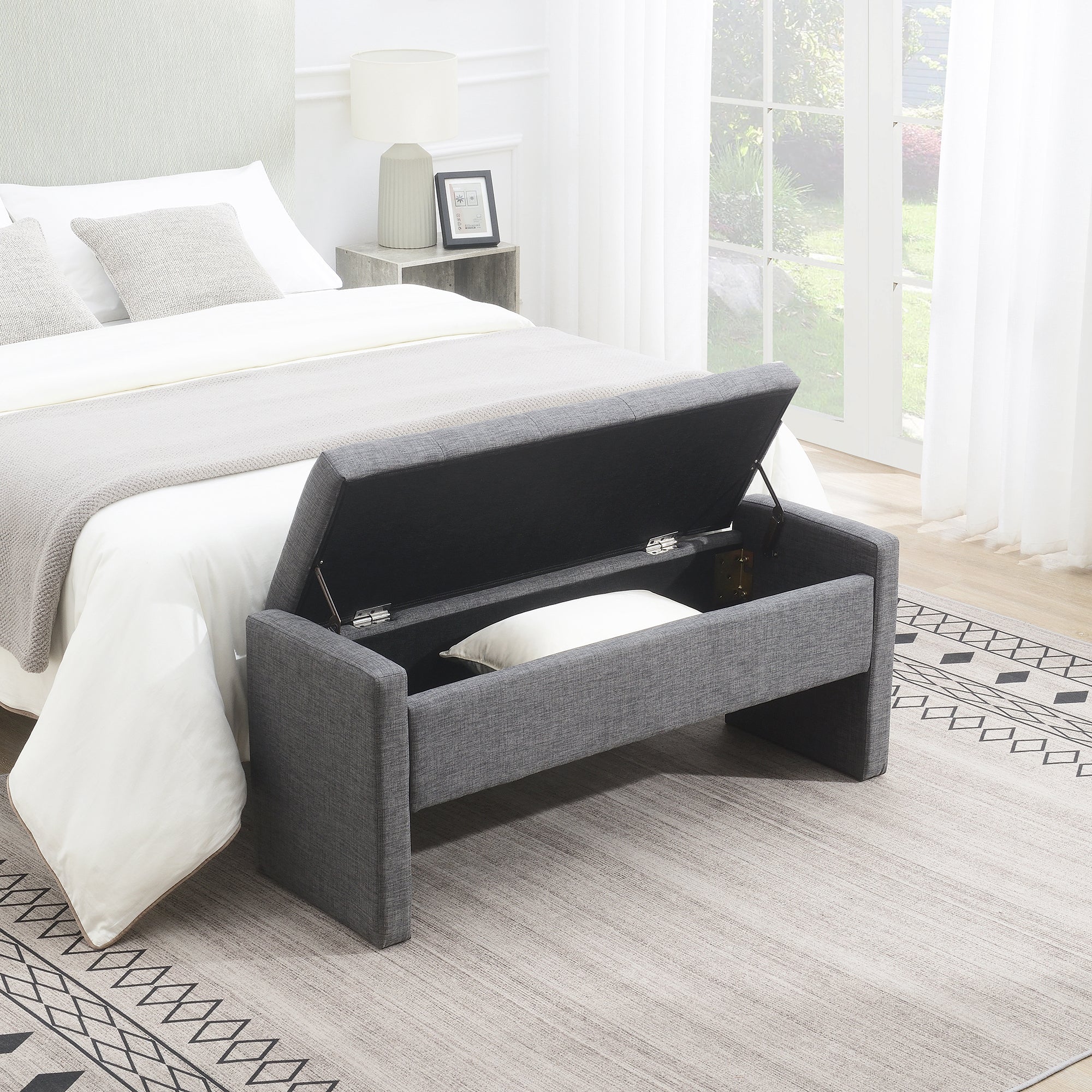 Flores Upholstery Bench - Dark Gray - Walmart.com