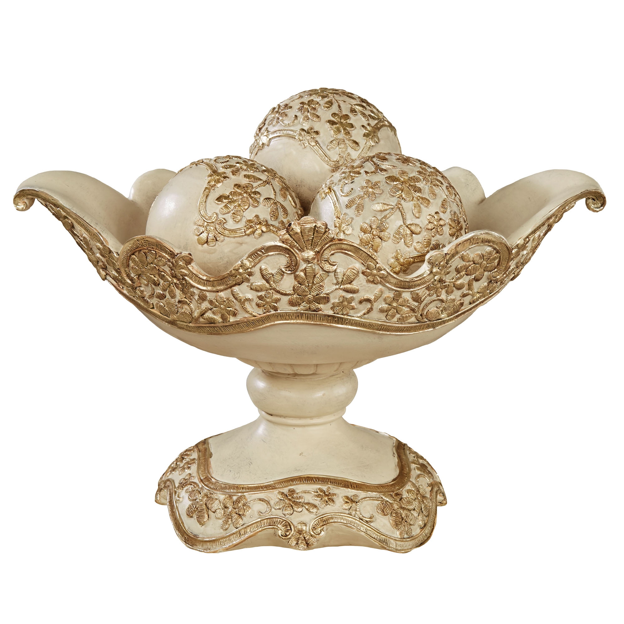 Floressa Centerpiece Bowl and Orbs Multi Metallic Set of Four Gold ...