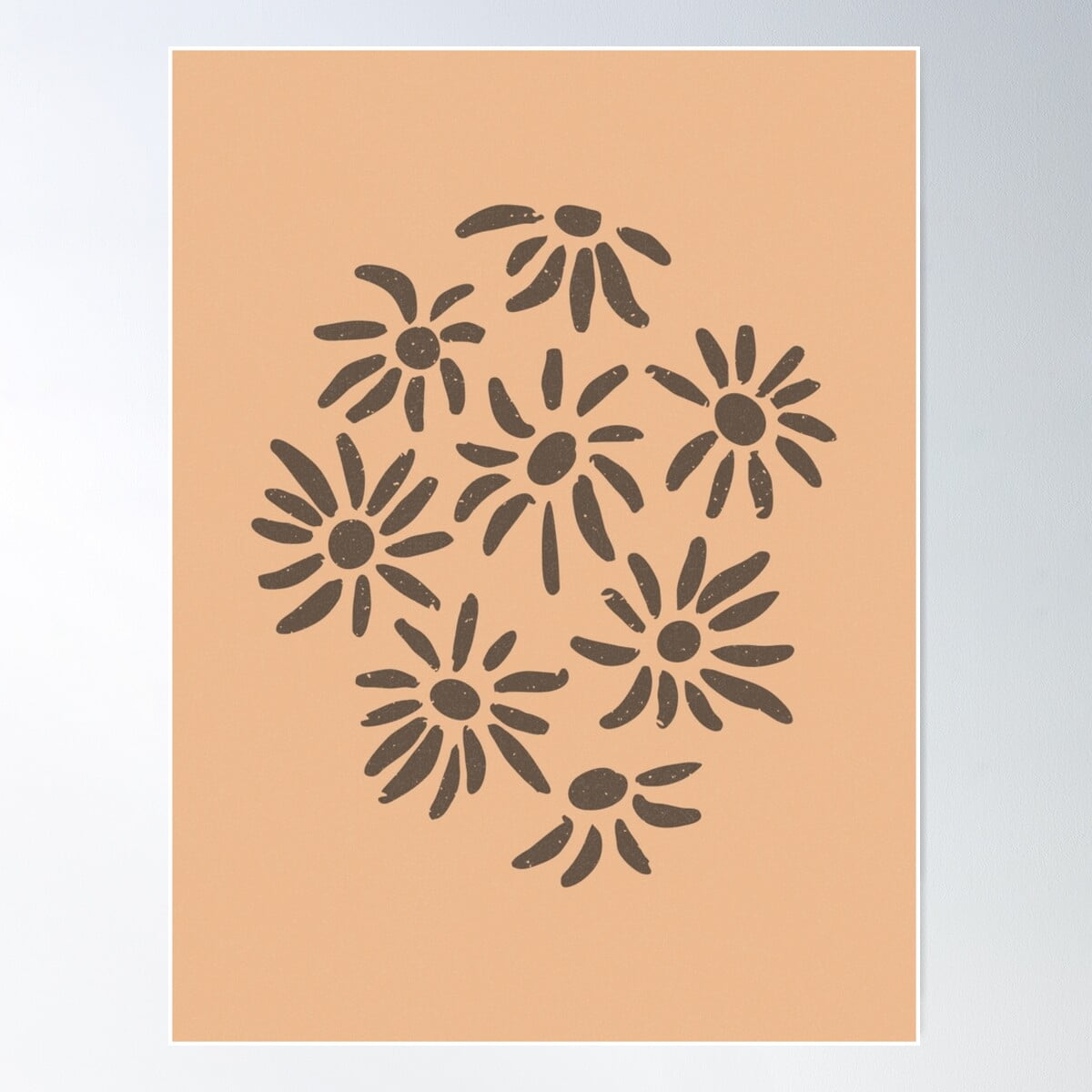 Florette Daisy Floral Pattern - Melon + Earth Poster Wall Art, Modern ...