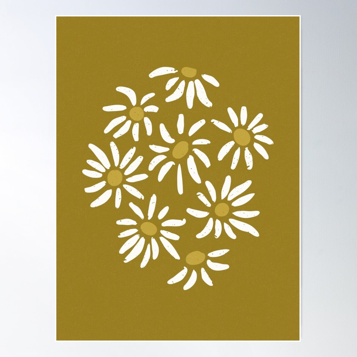 Florette Daisy Floral Pattern - Ochre, Snow, Saffron Poster Wall Art ...