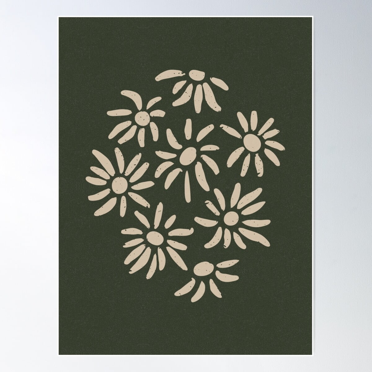 Florette Daisy Floral Pattern - Pine + Dove Poster Wall Art, Modern ...