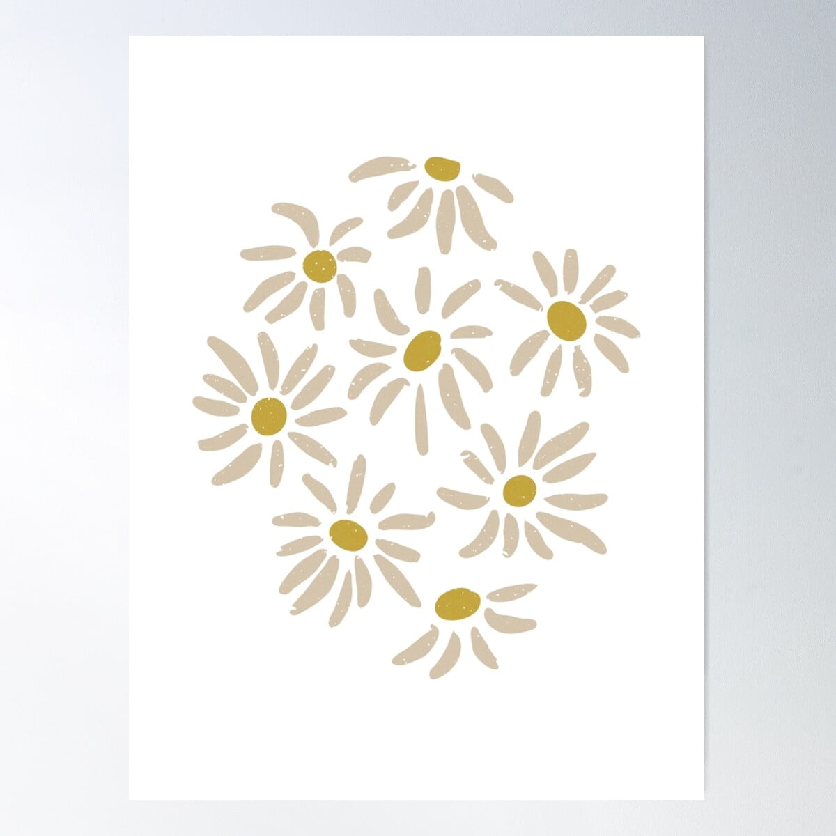 Florette Daisy Floral Pattern - Snow, Dove, Saffron Poster Wall Art ...