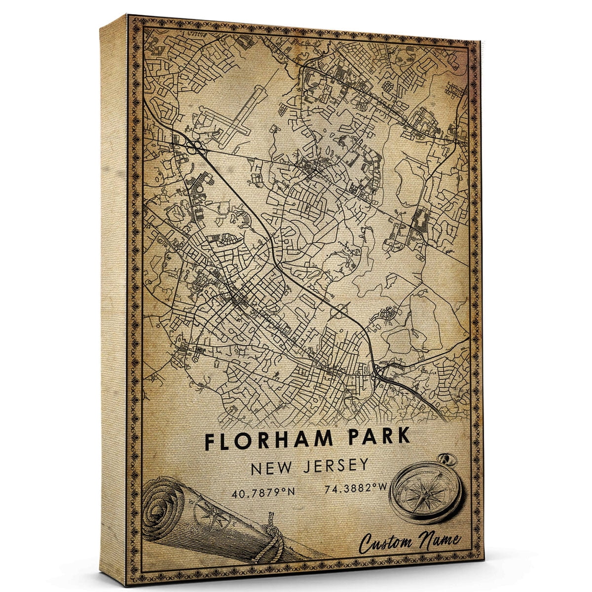 Florham Park Map Poster, New Jersey Map Art Poster, Canvas, Florham ...