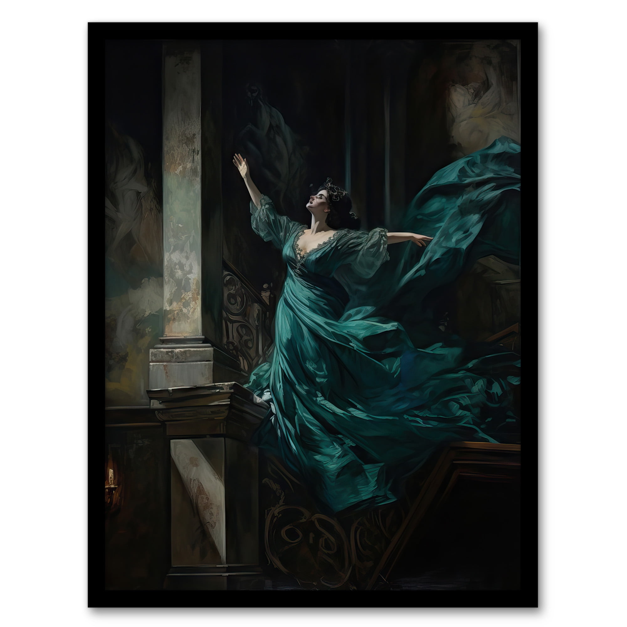 Floria Tosca Dramatic Opera Scene Oil Painting Heartbroken Singer Jumps ...
